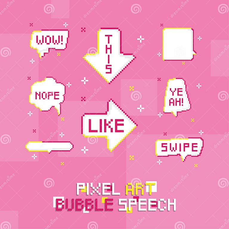 Set of Speech Bubbles Pixel Art Vector Stock Illustration ...