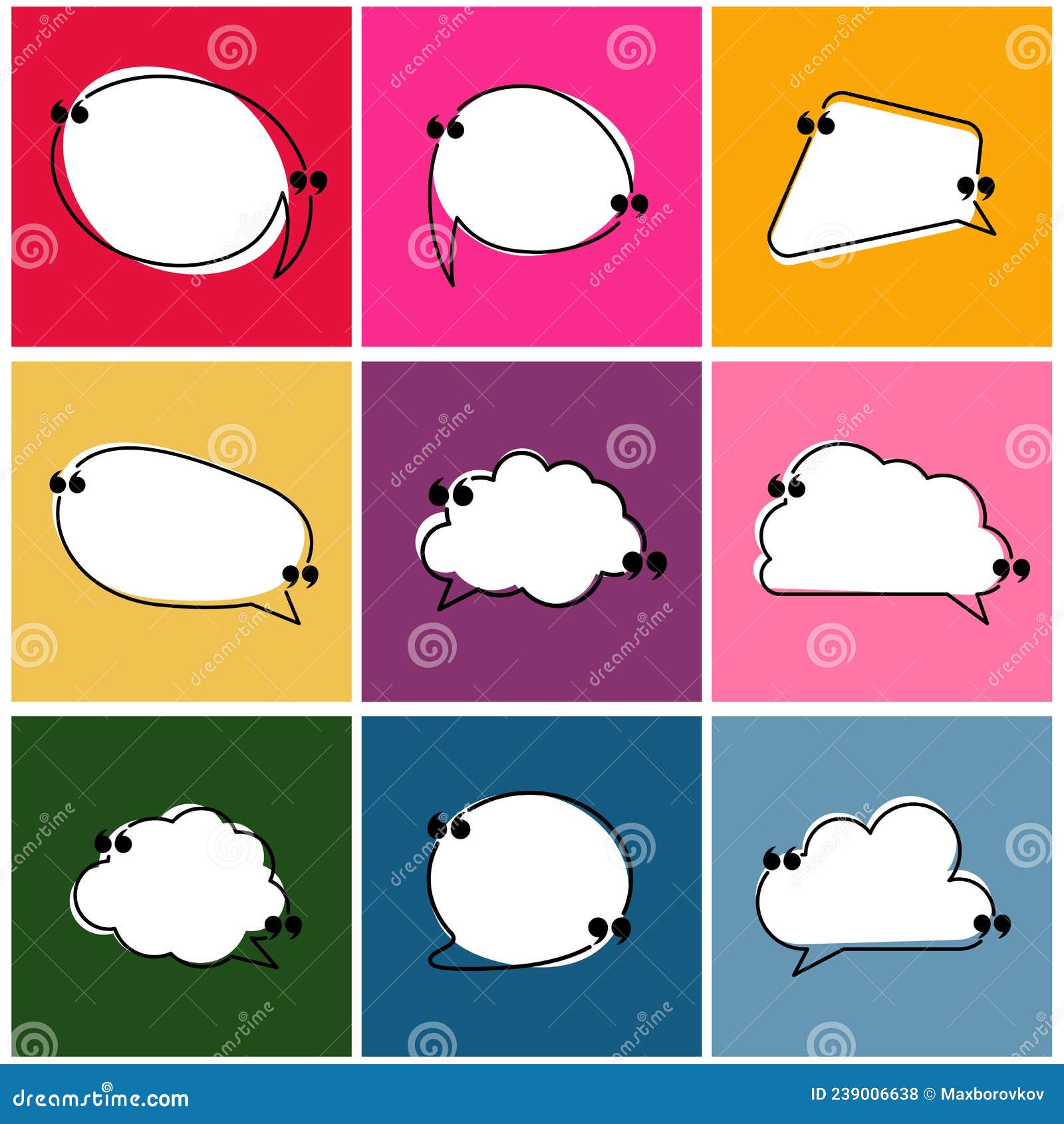 Set of Speech Bubbles with Quotation Mark Isolated Cards Stock Vector ...