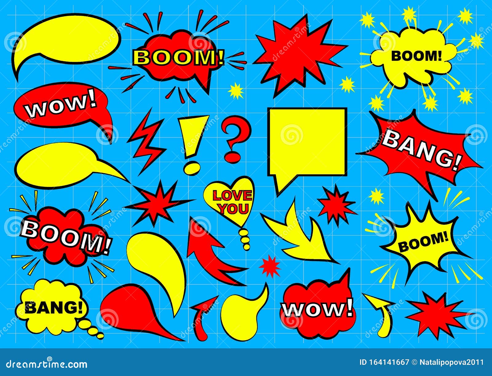 Set of Speech Bubbles. Set of Blank Template in Pop Art Style Stock ...