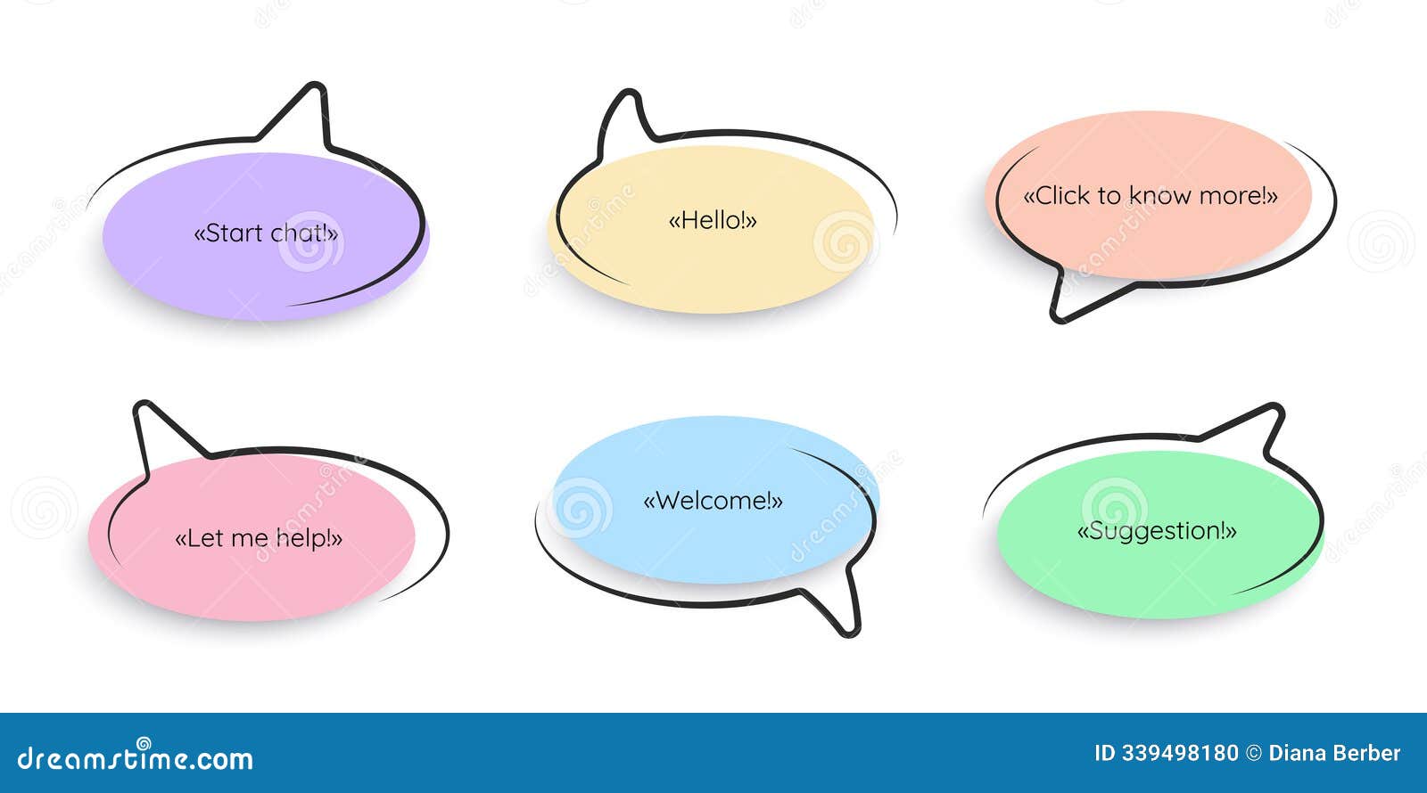 Set of Speech Bubbles with the Simple Plain Colored Pastel Backgrounds ...