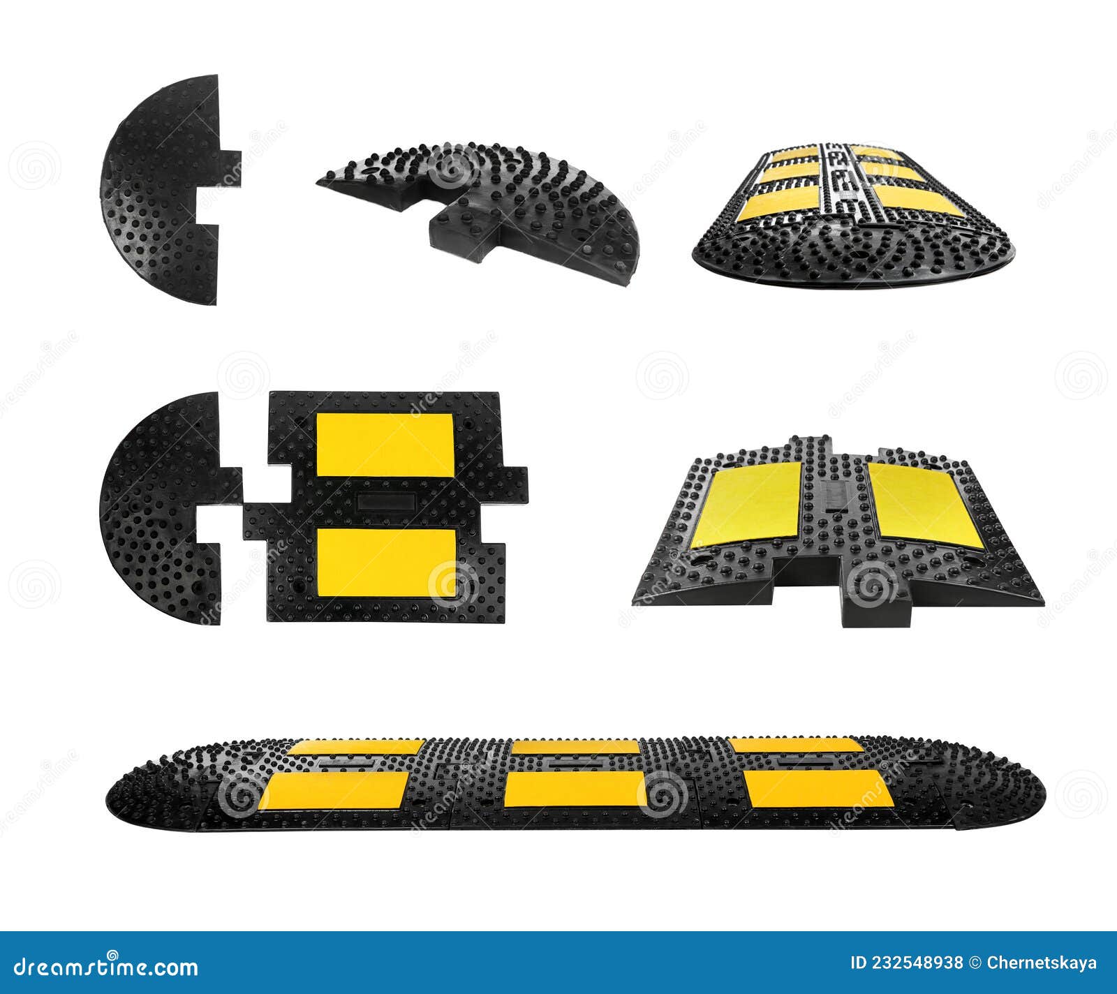 Set with Speed Bumps on White Background Stock Photo - Image of ...