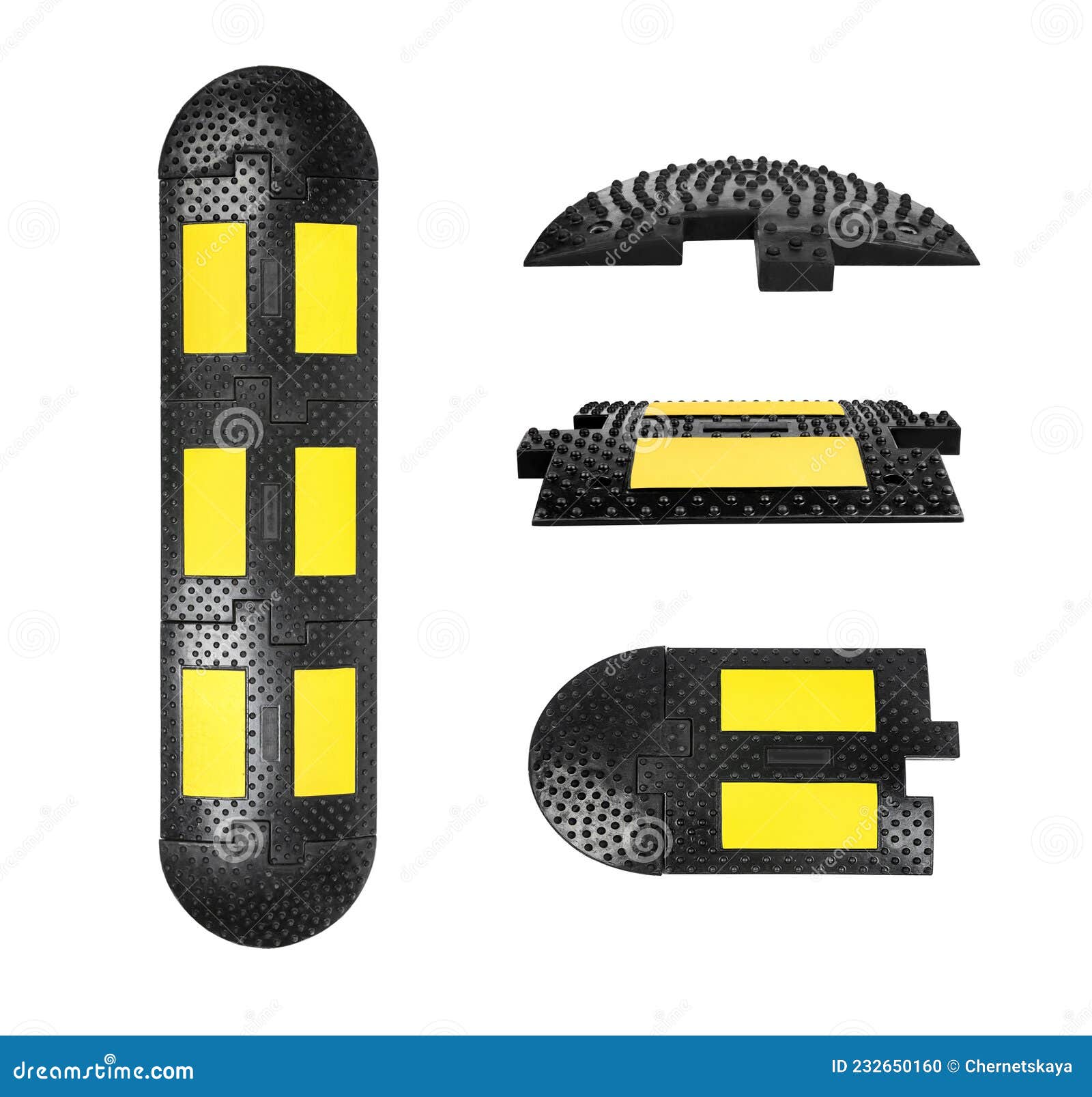 Set With Speed Bumps On White Background, Top View. Banner Design ...