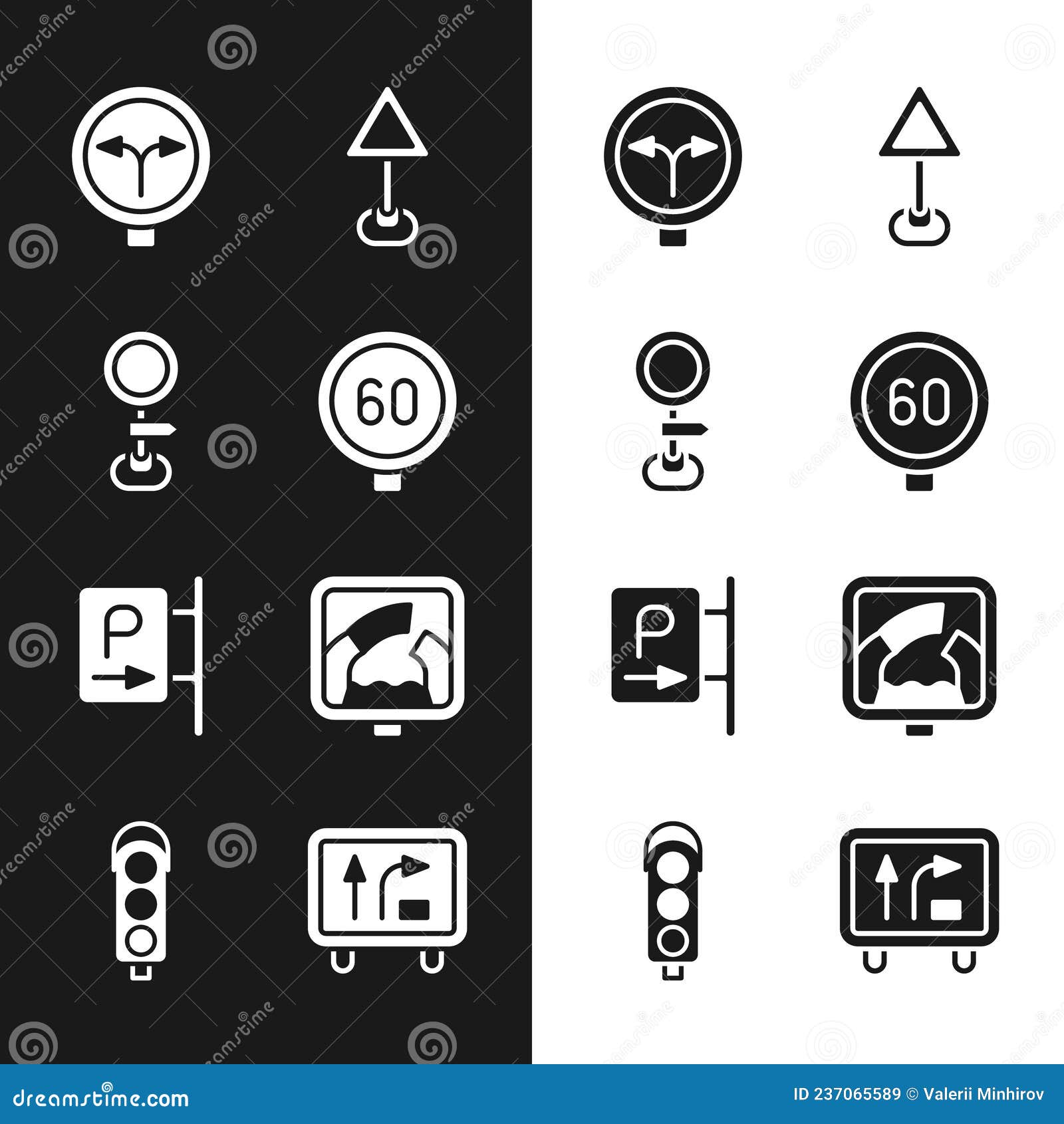 Set Speed Limit Traffic, Road Sign, Fork in the Road, Triangle Warning ...