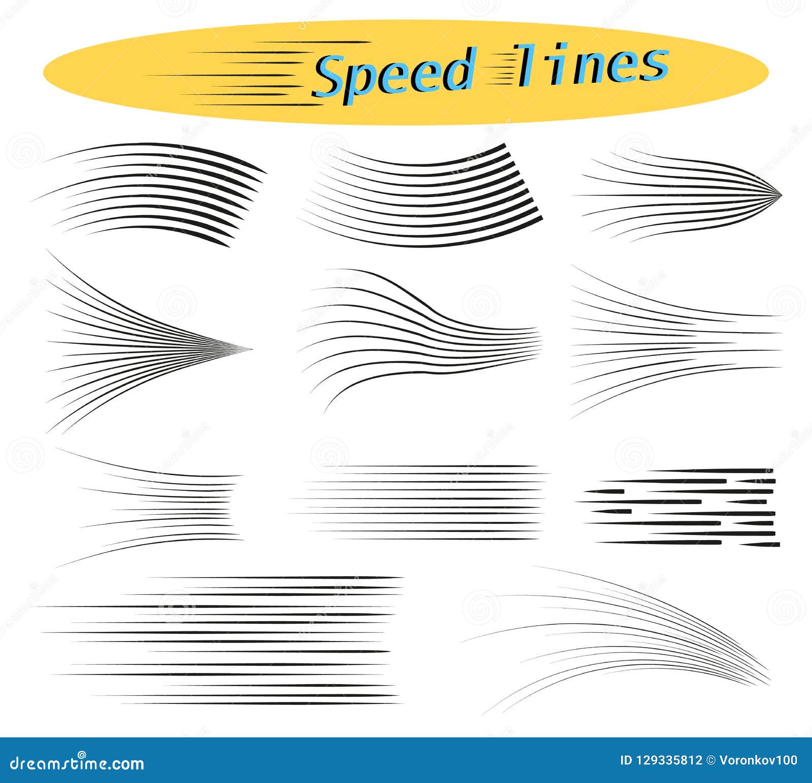 Set of Speed Lines. Design Elements for Manga and Comics. Vector ...