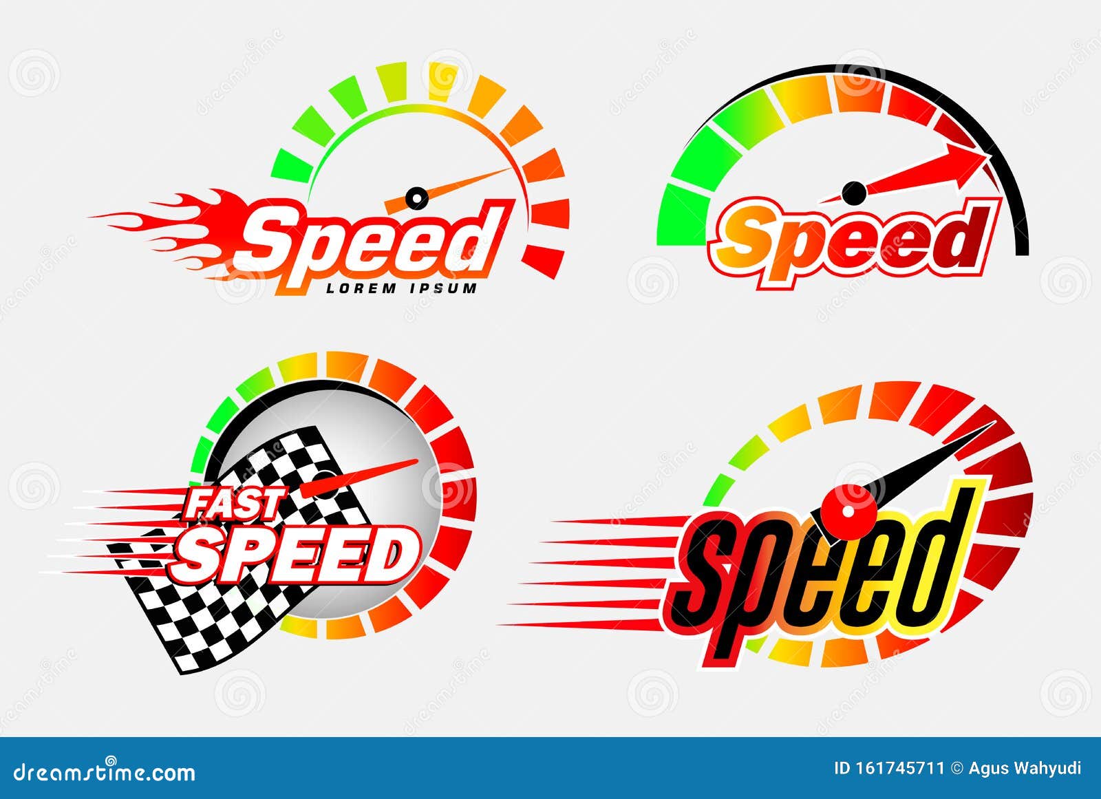 Set of Speed Logo or Speedometer Symbol or Speed Race Logo Concept ...