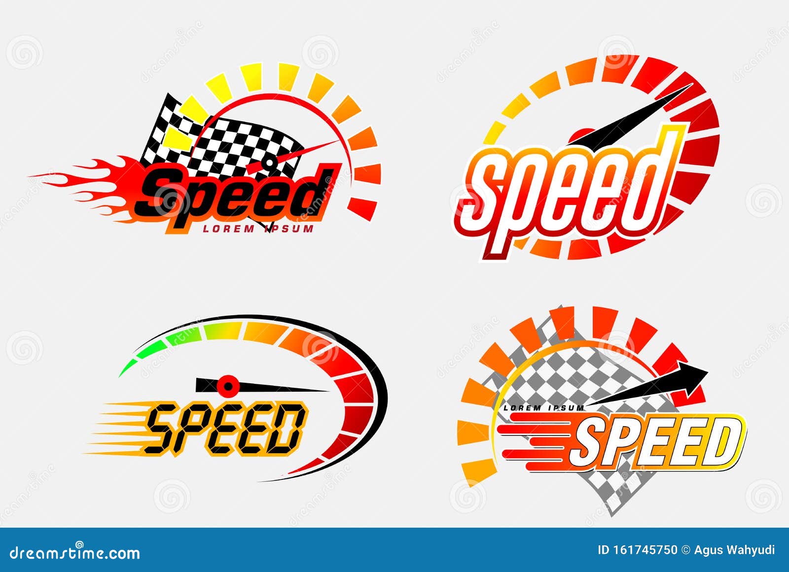 Set of Speed Logo or Speedometer Symbol or Speed Race Logo Concept ...