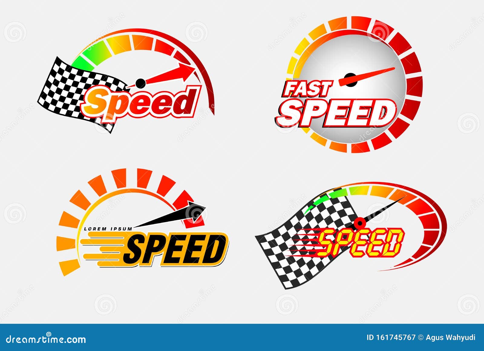 Set of Speed Logo or Speedometer Symbol or Speed Race Logo Concept ...
