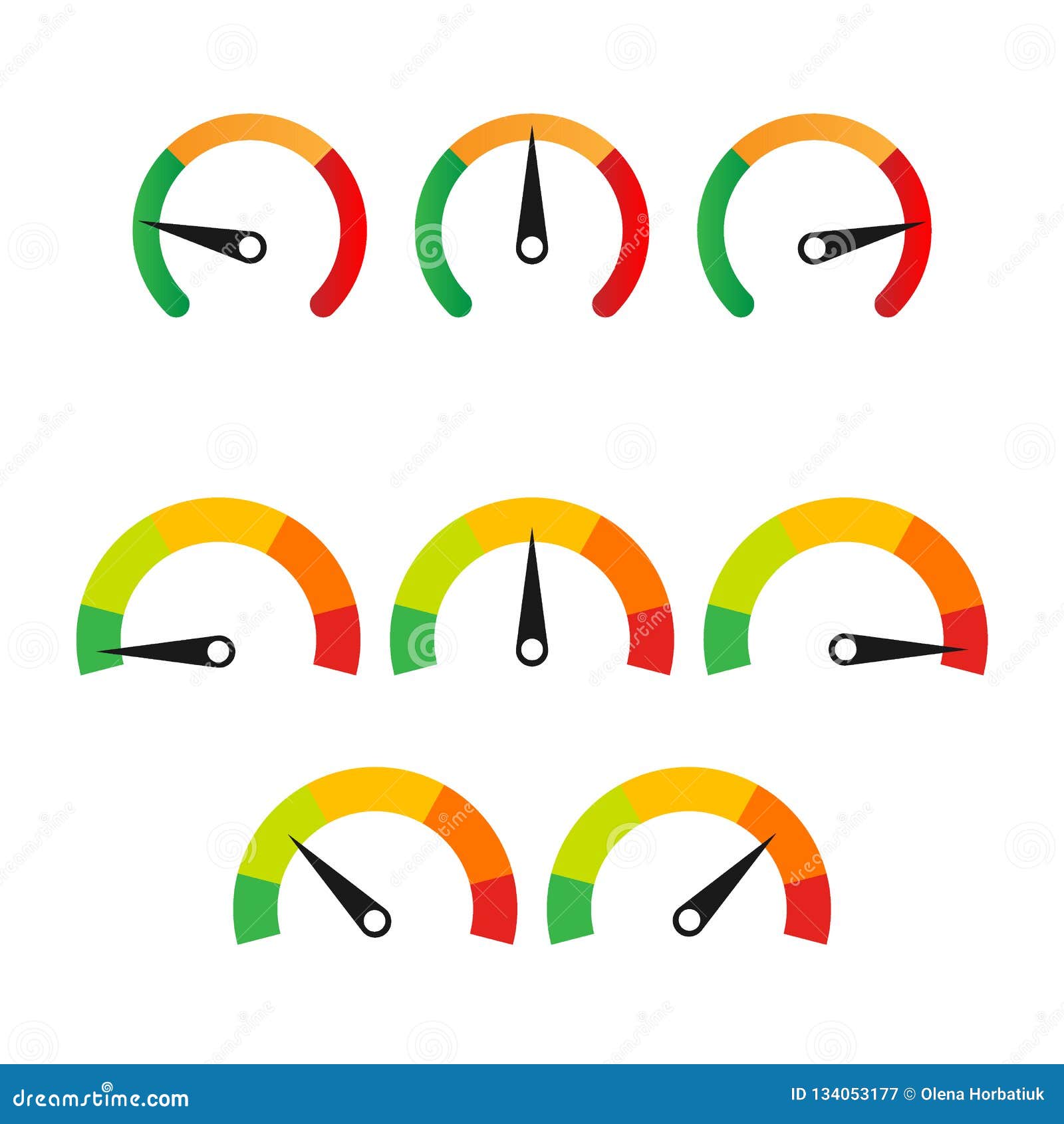 Set of Speedometer Buttons with One To Six Fields and Additional ...
