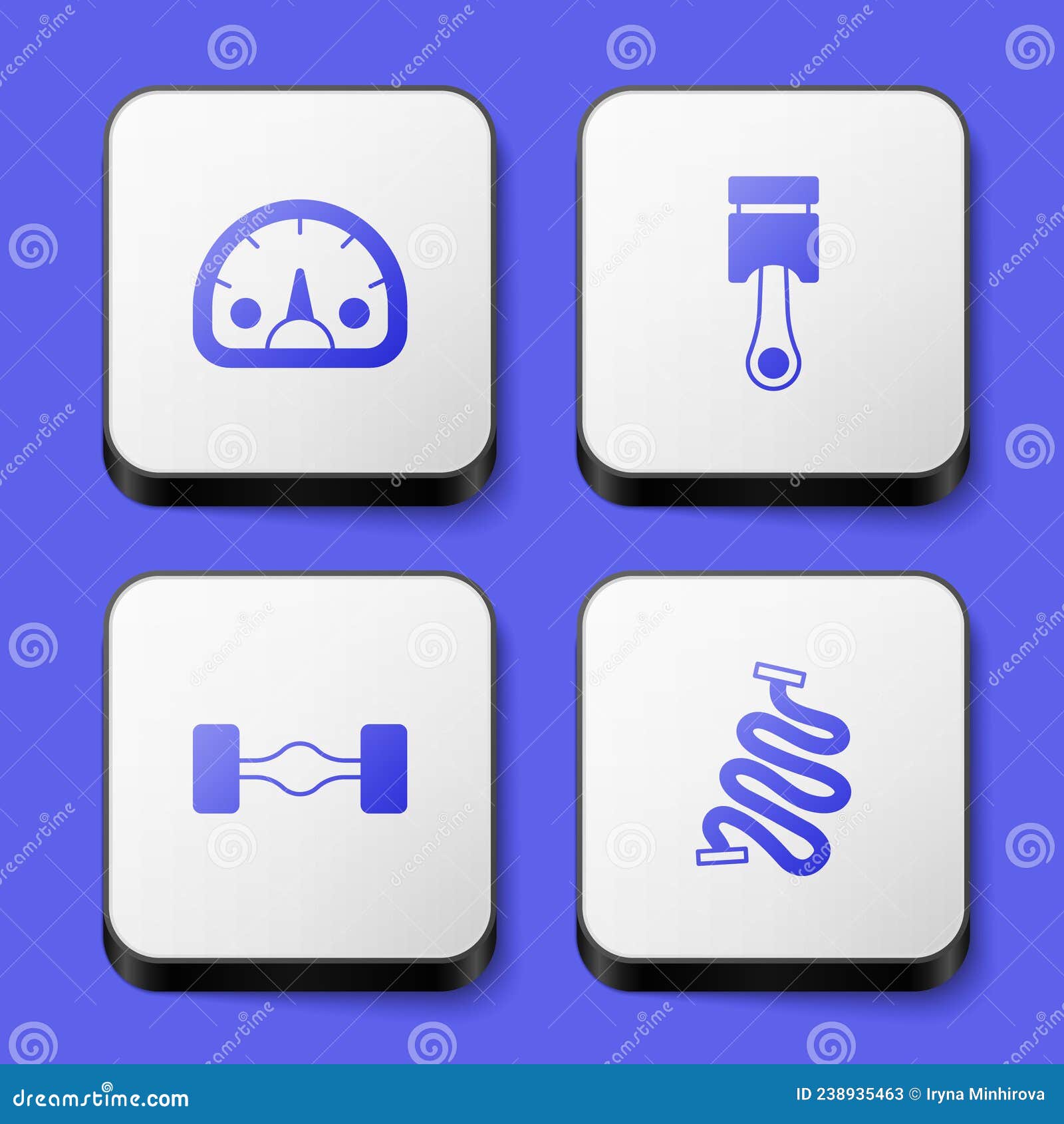 Set Speedometer, Engine Piston, Chassis Car and Racing Track Icon ...