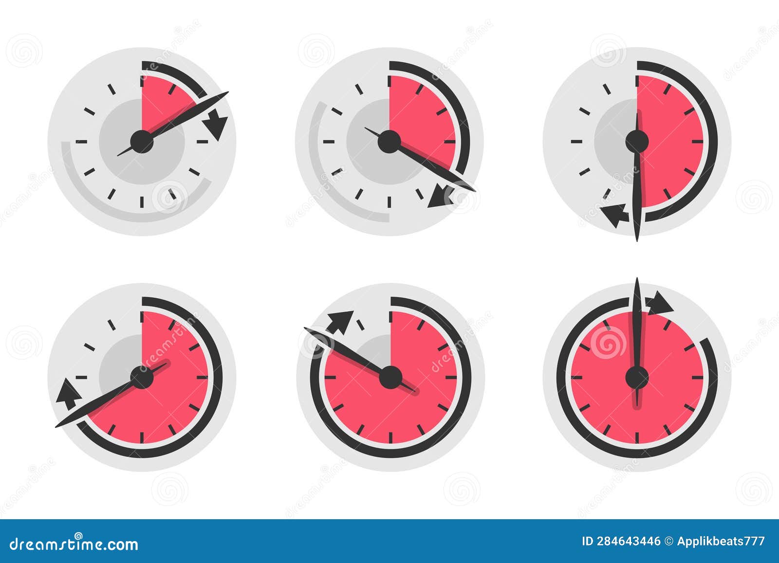 Set of Speedometer Timer in a Flat Design. Vector Illustration Stock ...
