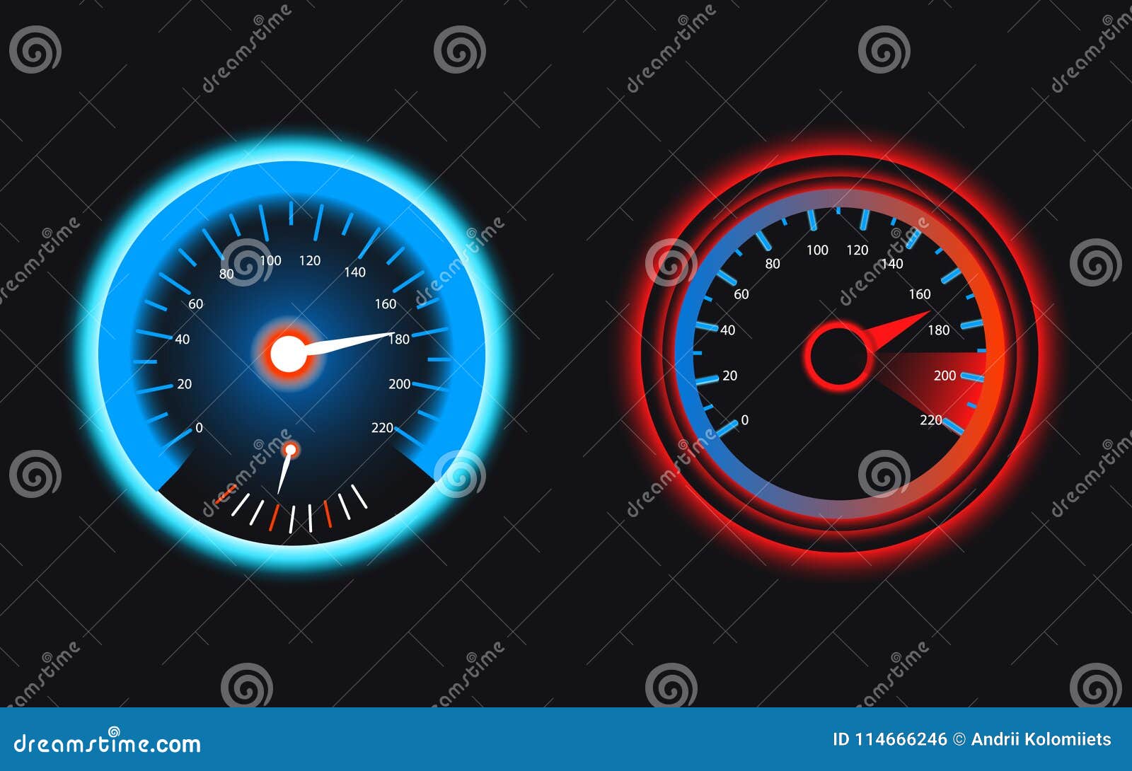 Set of Speedometers for Dashboard. Stock Vector - Illustration of ...
