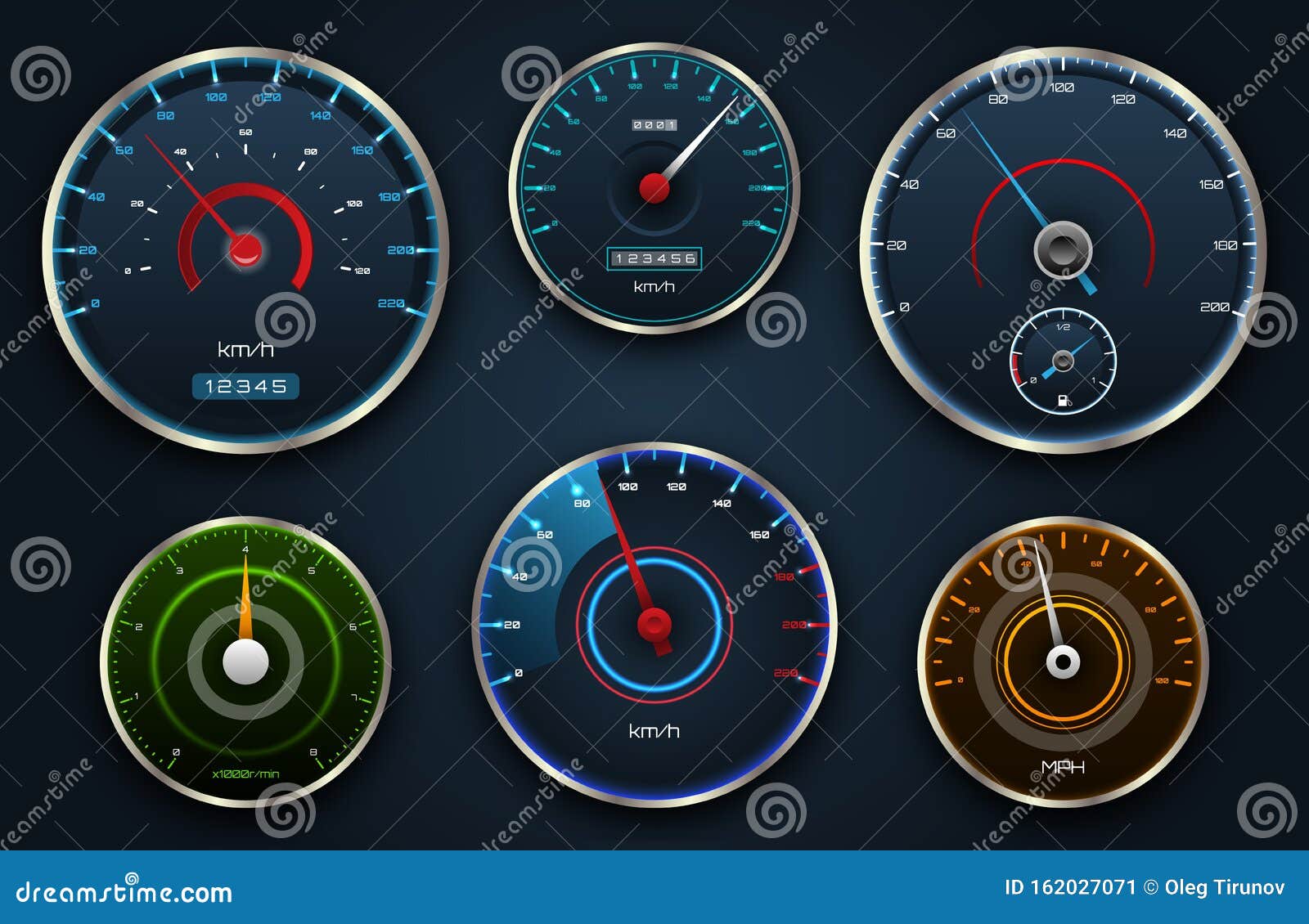 Set Speedometers, Icon Group with Dials, Panel Control, Indicator Stock ...