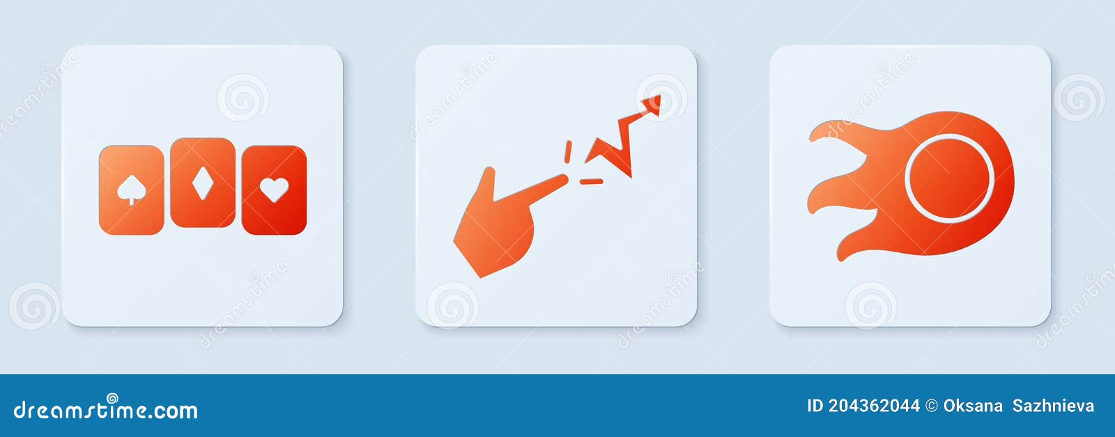 Set Spell, Playing Cards and Fireball. White Square Button Stock Vector ...