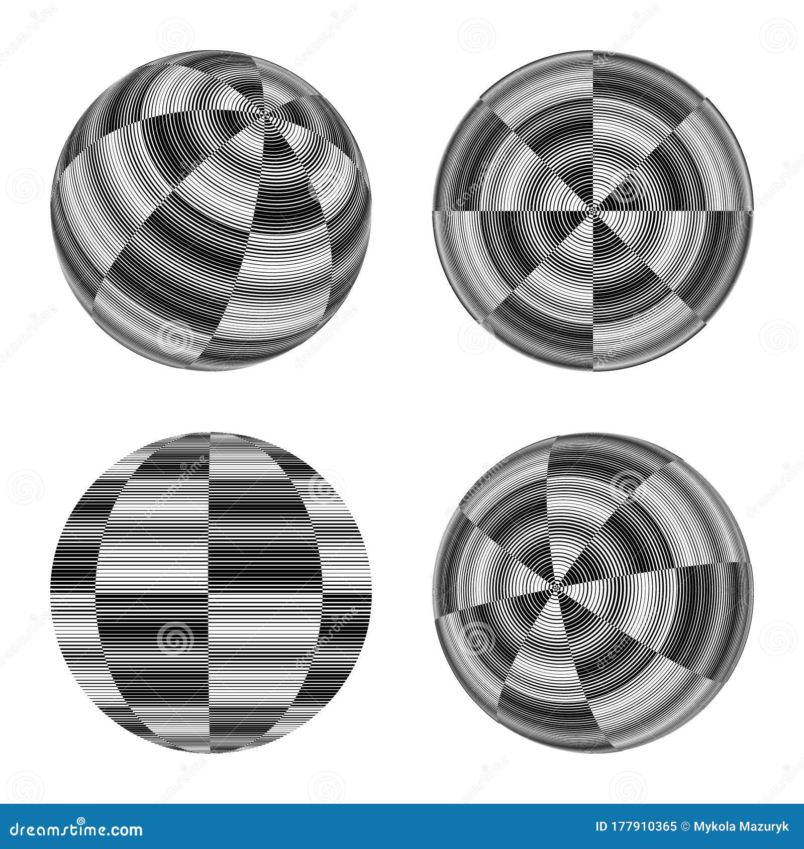 Set of Spheres with a Patterned Surface Stock Vector - Illustration of ...