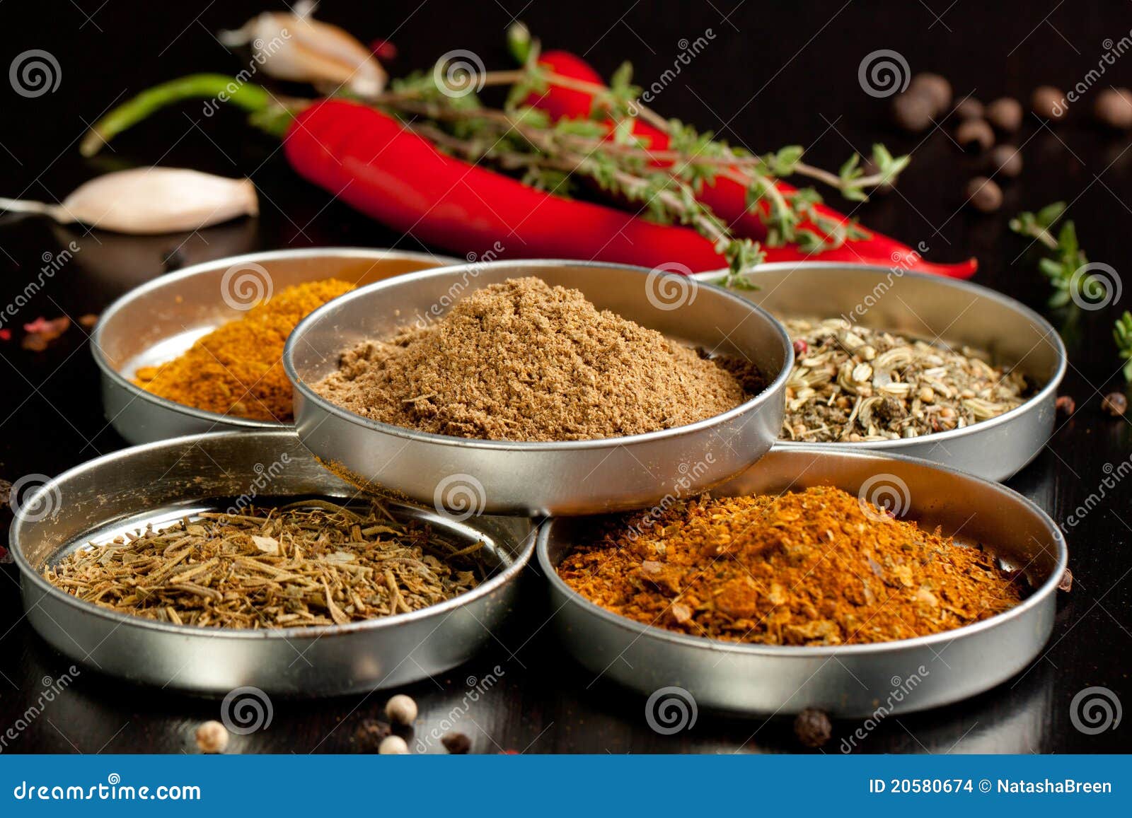 Set of Spices and Chili Peppers Stock Photo - Image of backgrounds ...