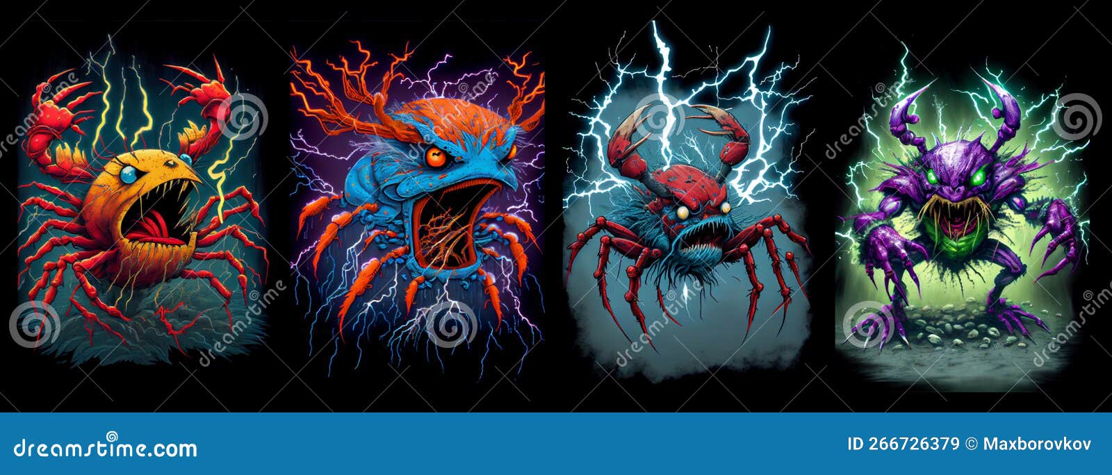 Set of Spider Monster Faces. Generative AI Stock Illustration ...