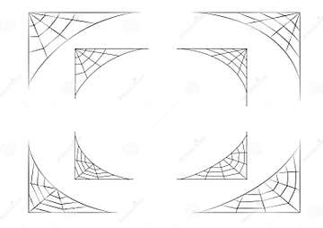 Set of Spider Web Corner on White, Vector Art Stock Vector ...