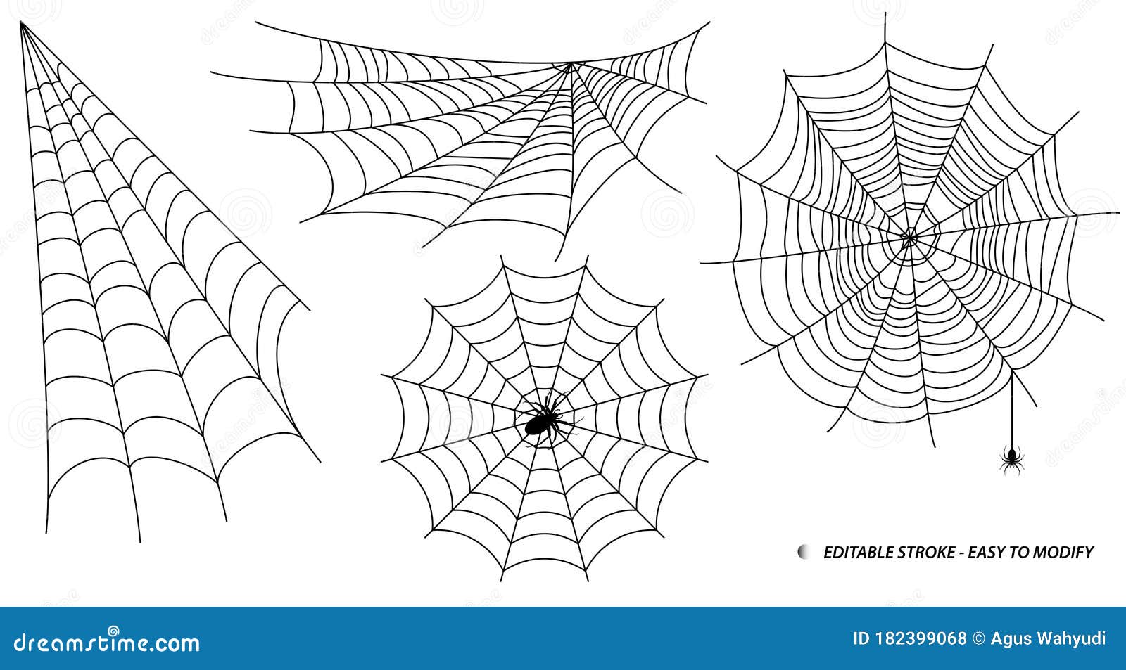 Set of Spider Web or Spider Home Insect or Small Spider in the Web ...