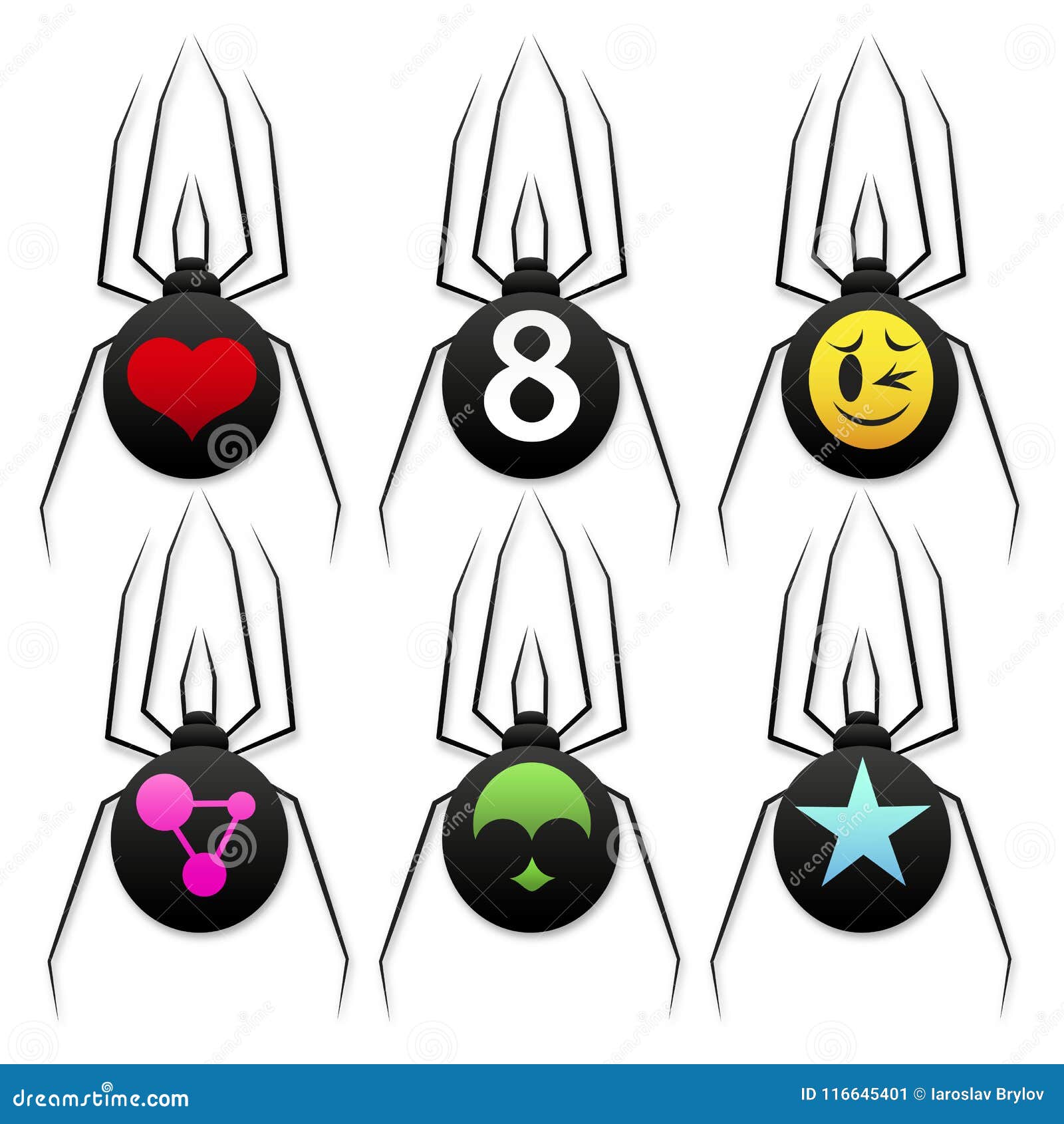 Set of spiders icons stock vector. Illustration of mark - 116645401