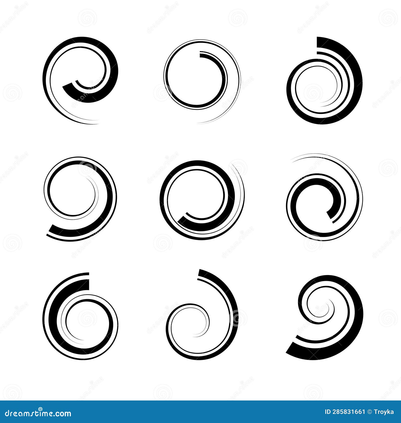 Set of Spiral Design Elements. Abstract Whirl Icons Stock Illustration ...