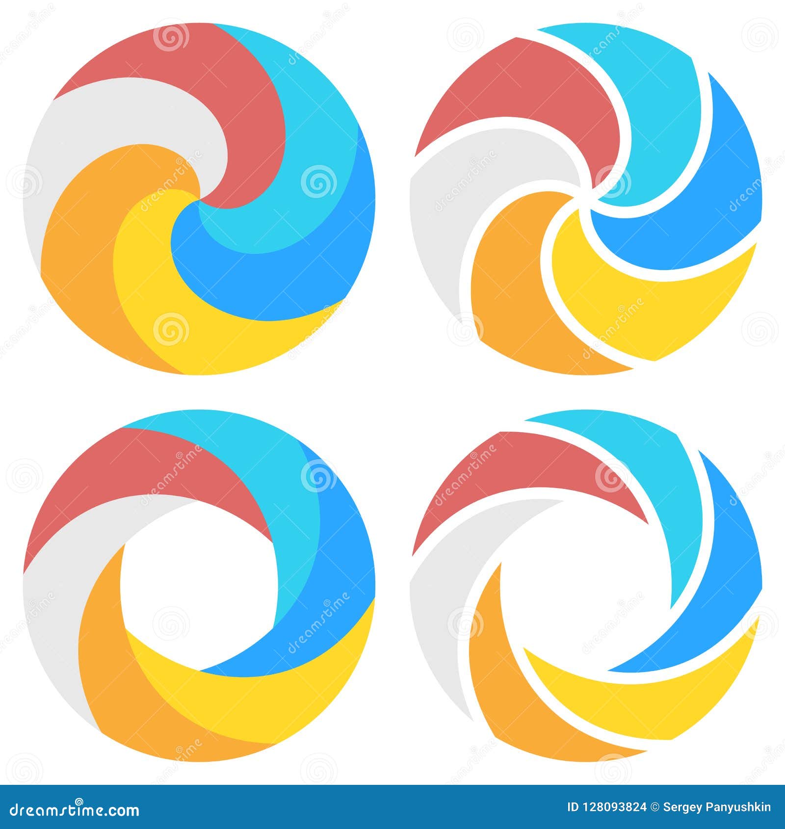 Set of Spiral Elements Template for Round Infographics. Stock Vector ...