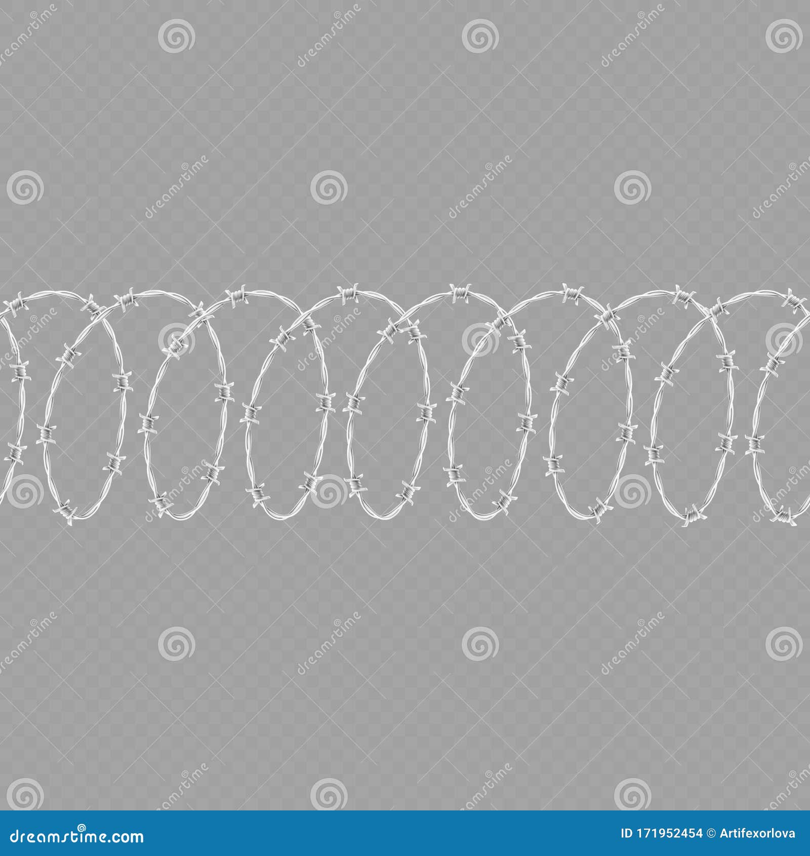 Set of Spiral Shape Barbed Wire Isolated on Transparent Background ...
