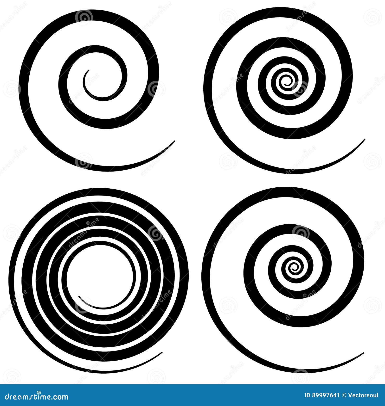 Set of 4 Spiral Shape, Spiral Design Elements Stock Vector ...