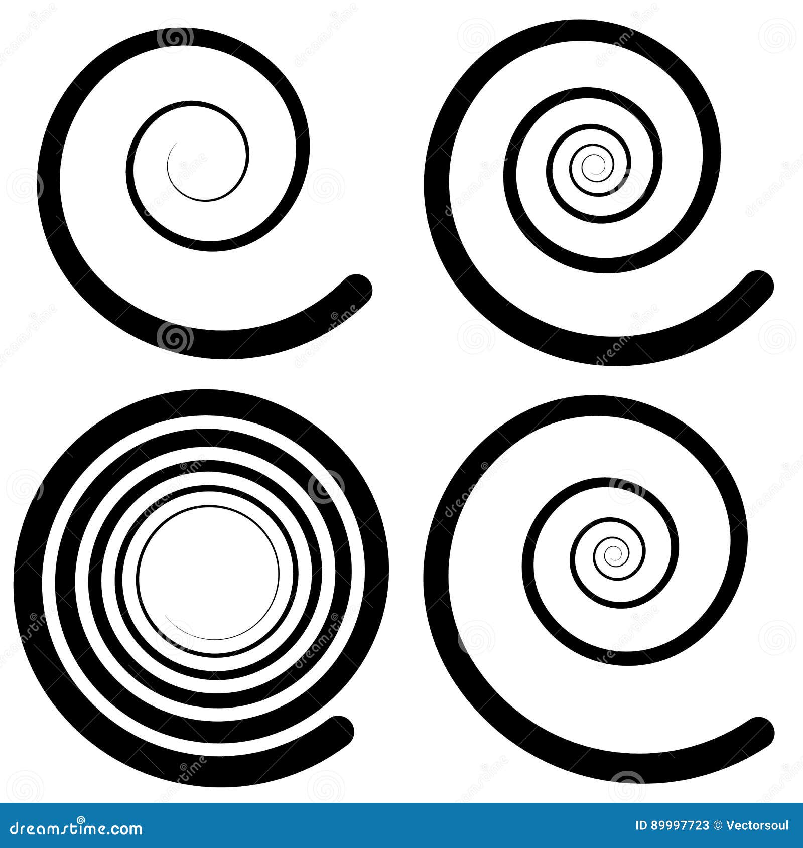 Set of 4 Spiral Shape, Spiral Design Elements Stock Vector ...