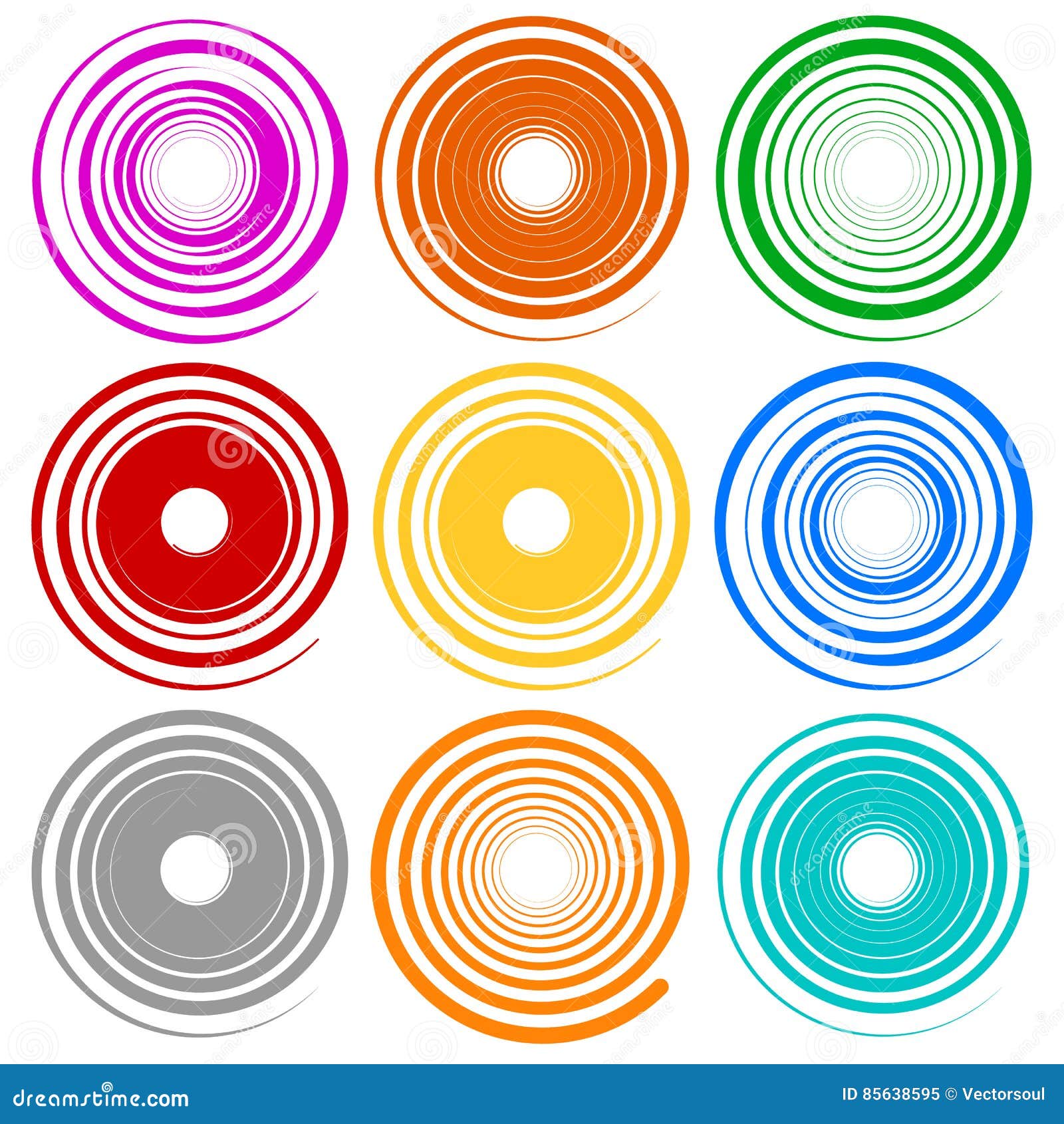 Set of Spiral Shapes with Different Contours Stock Vector ...