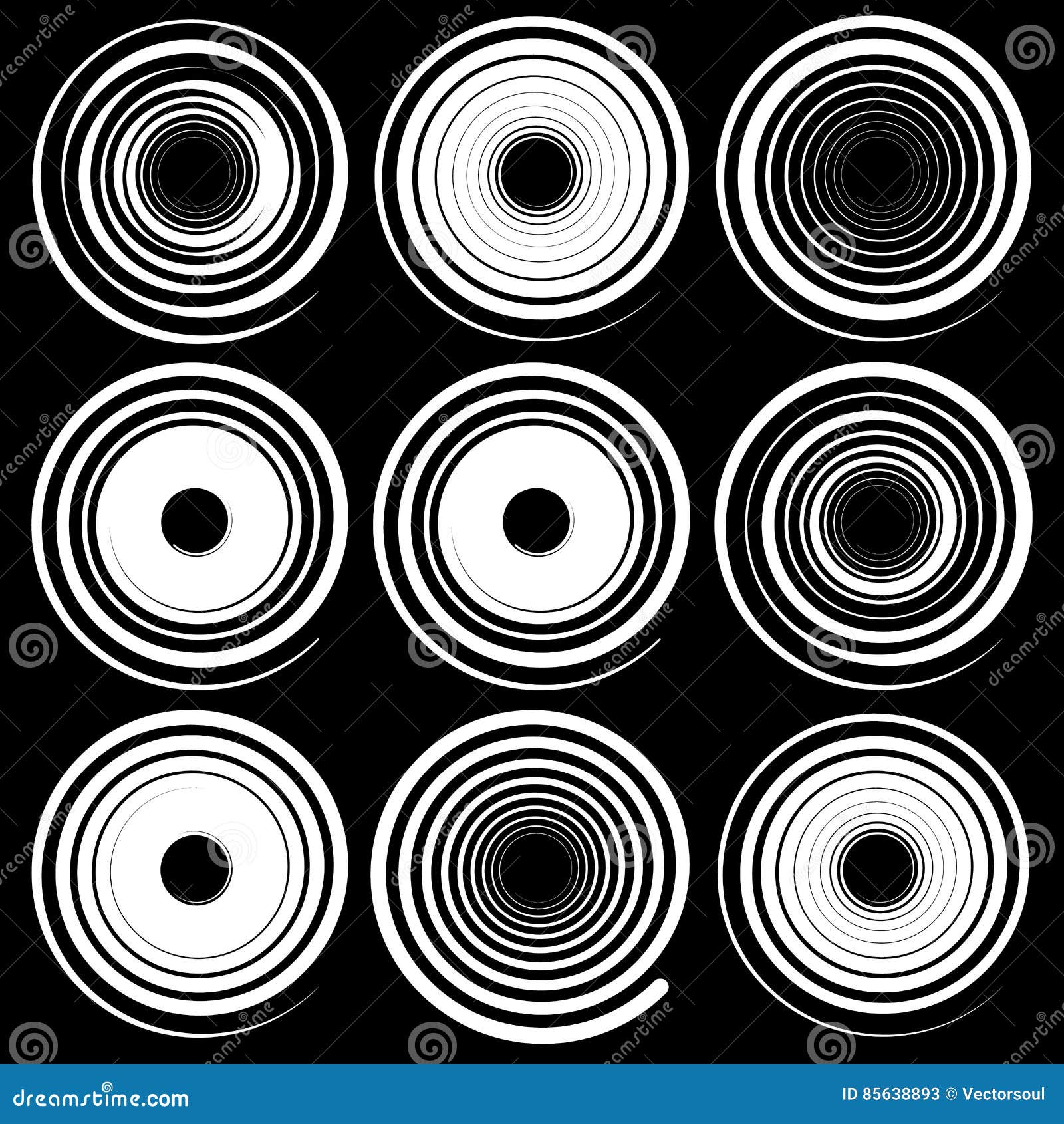Set of Spiral Shapes with Different Contours Stock Vector ...