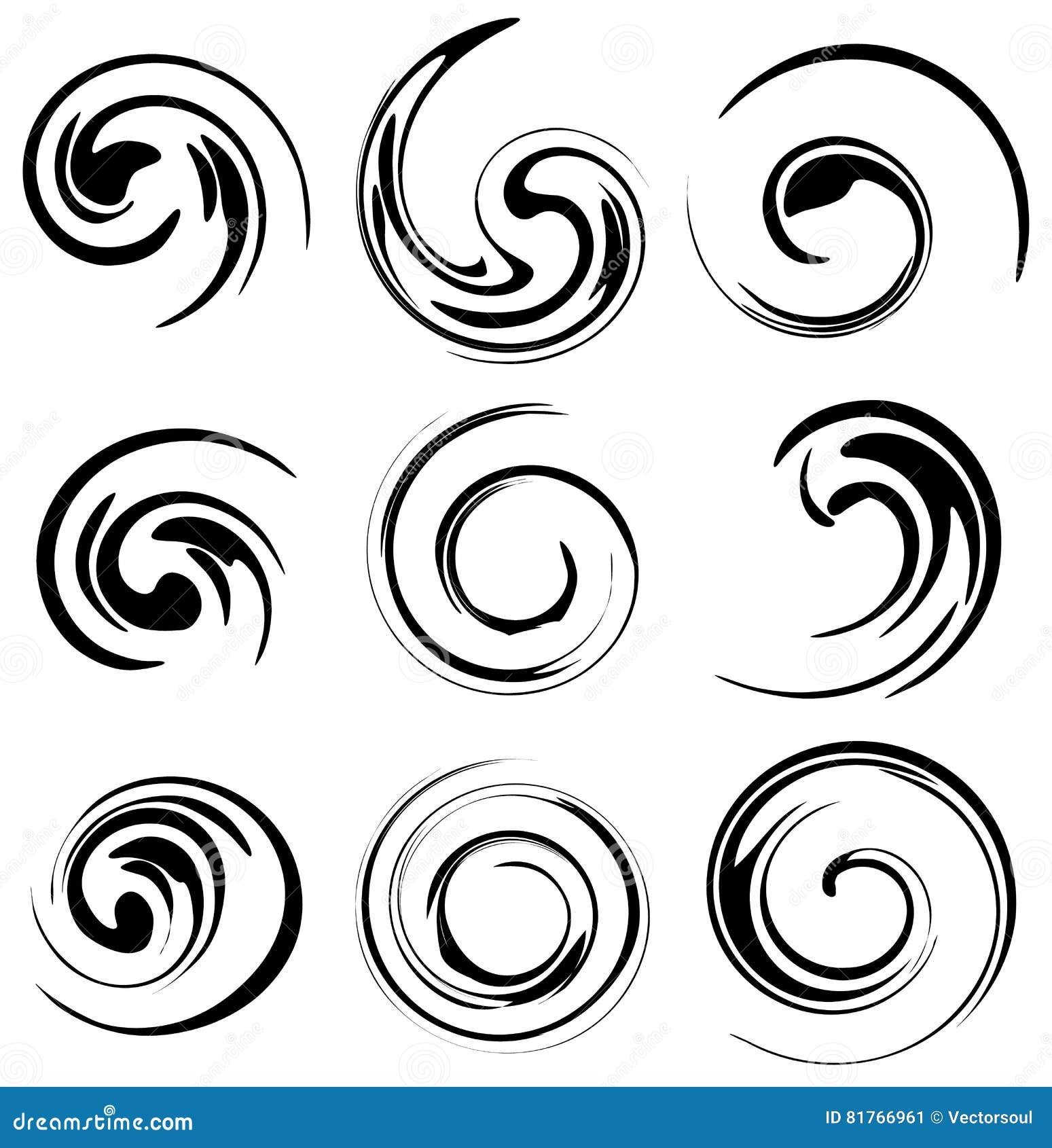 Set of Spiral, Swooshes. 9 Different Version Stock Vector ...