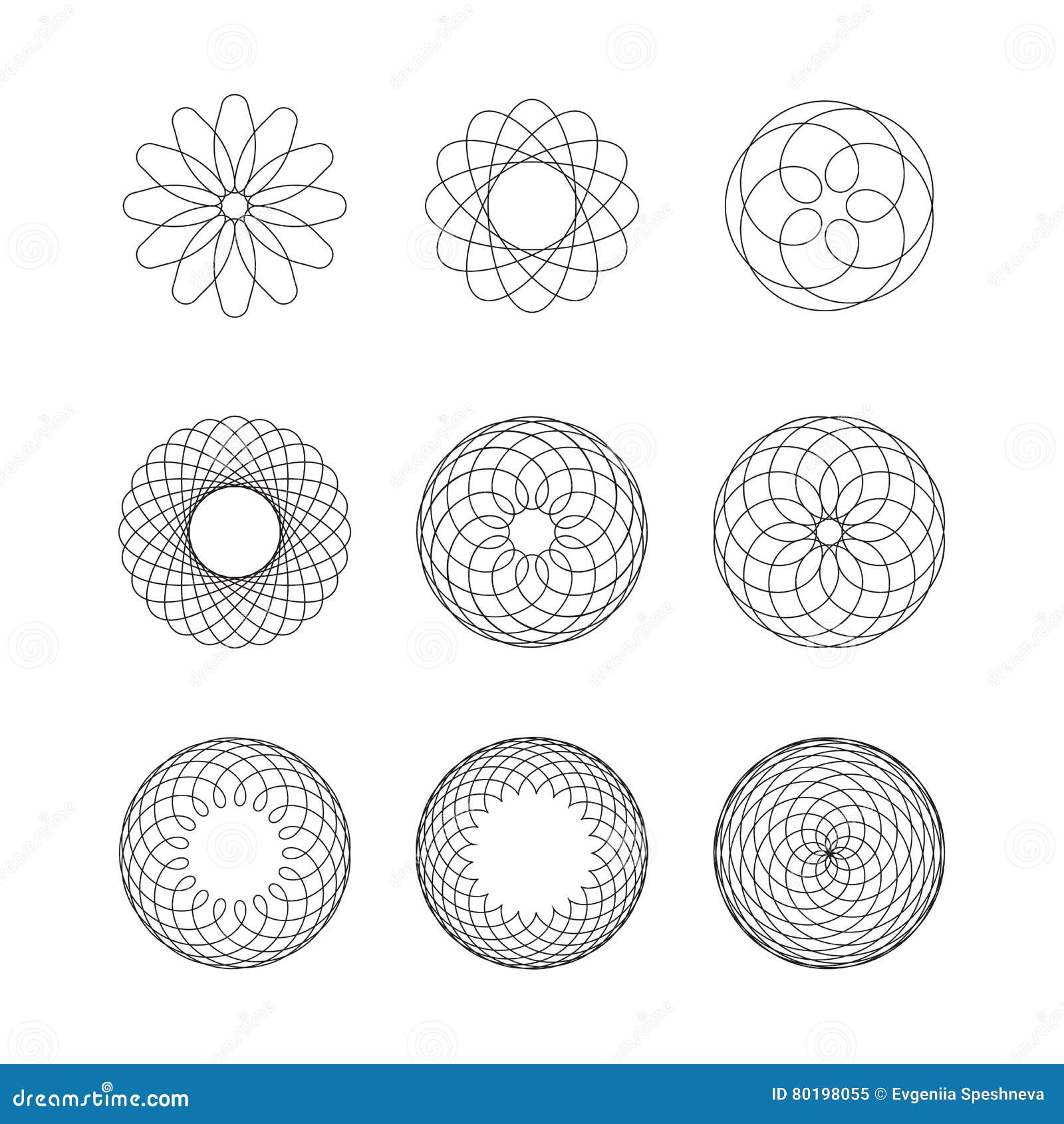 Set of Spirograph Elements. Collection of Abstract Shapes for Design ... Set of Spirograph Elements. Collection of Abstract Shapes for Design ...