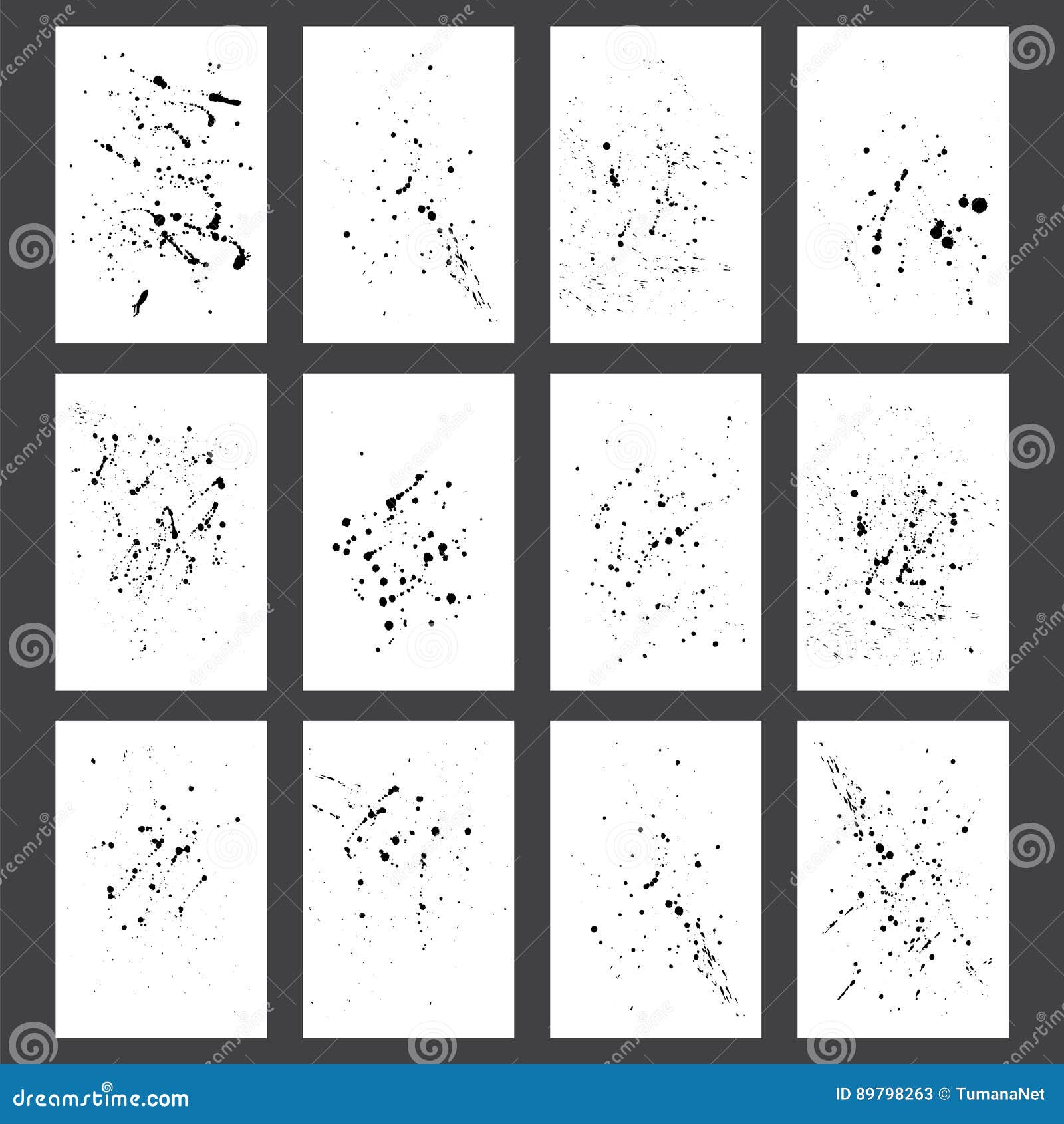 Set of the 12 Splash Grunge Hand Drawn Vector Texture Background on the ...