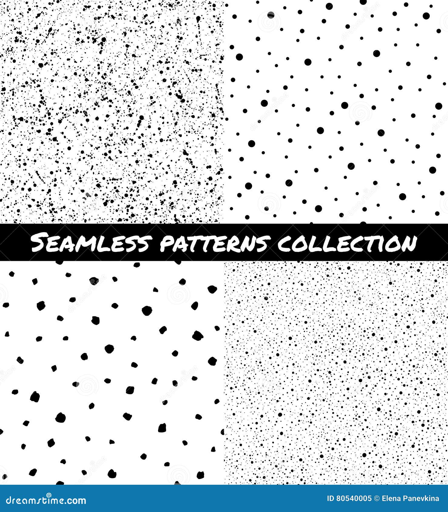 Set Of Splash Spray Specks Dots Seamless Patterns Stock Vector