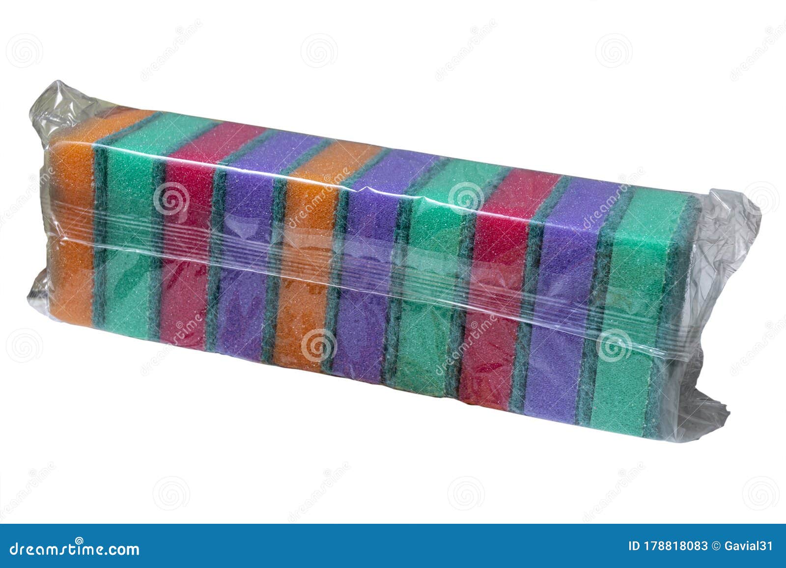 Set of Sponges for Washing Dishes in Transparent Packaging Isolated on ...