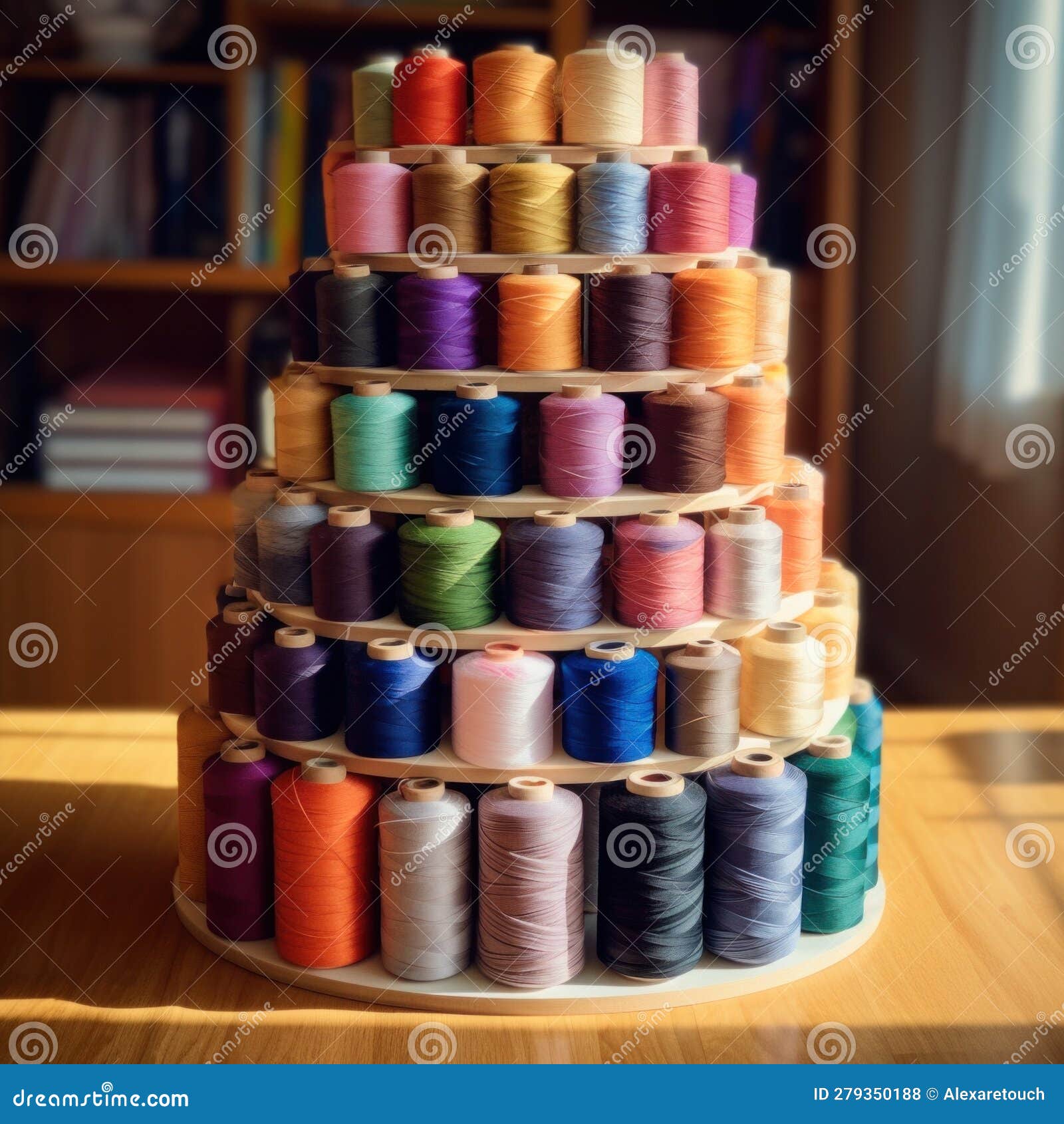 A Set of Spools of Sewing Thread in Different Colors. Stock ...