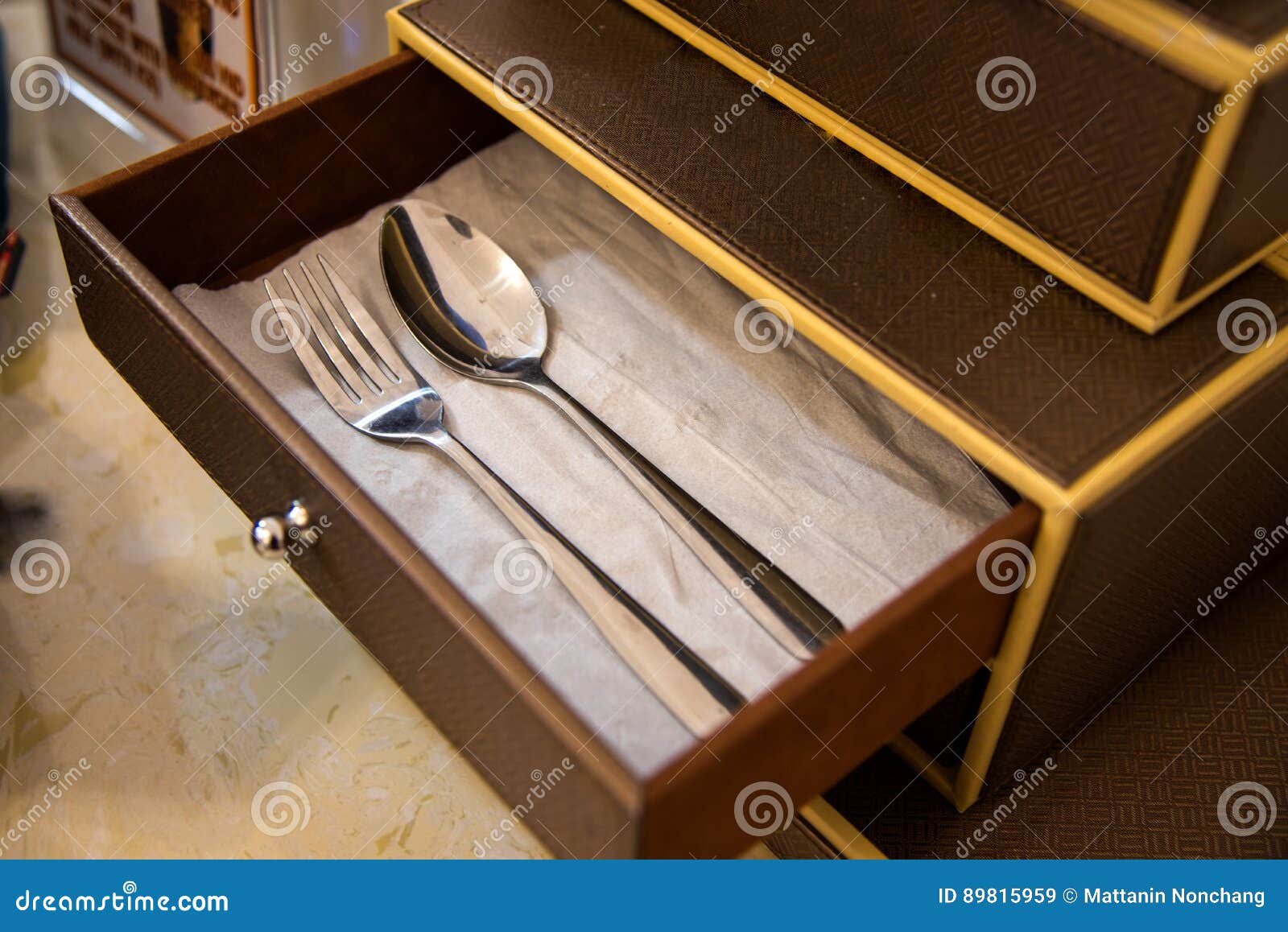 Set of spoon and fork stock image. Image of room, metallic - 89815959