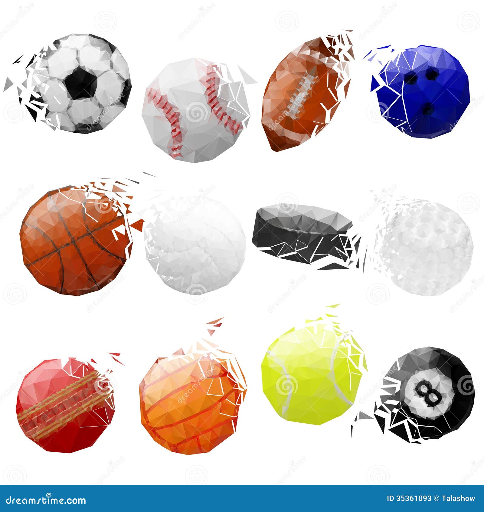 Set of sport balls crashed stock vector. Illustration of competition ...
