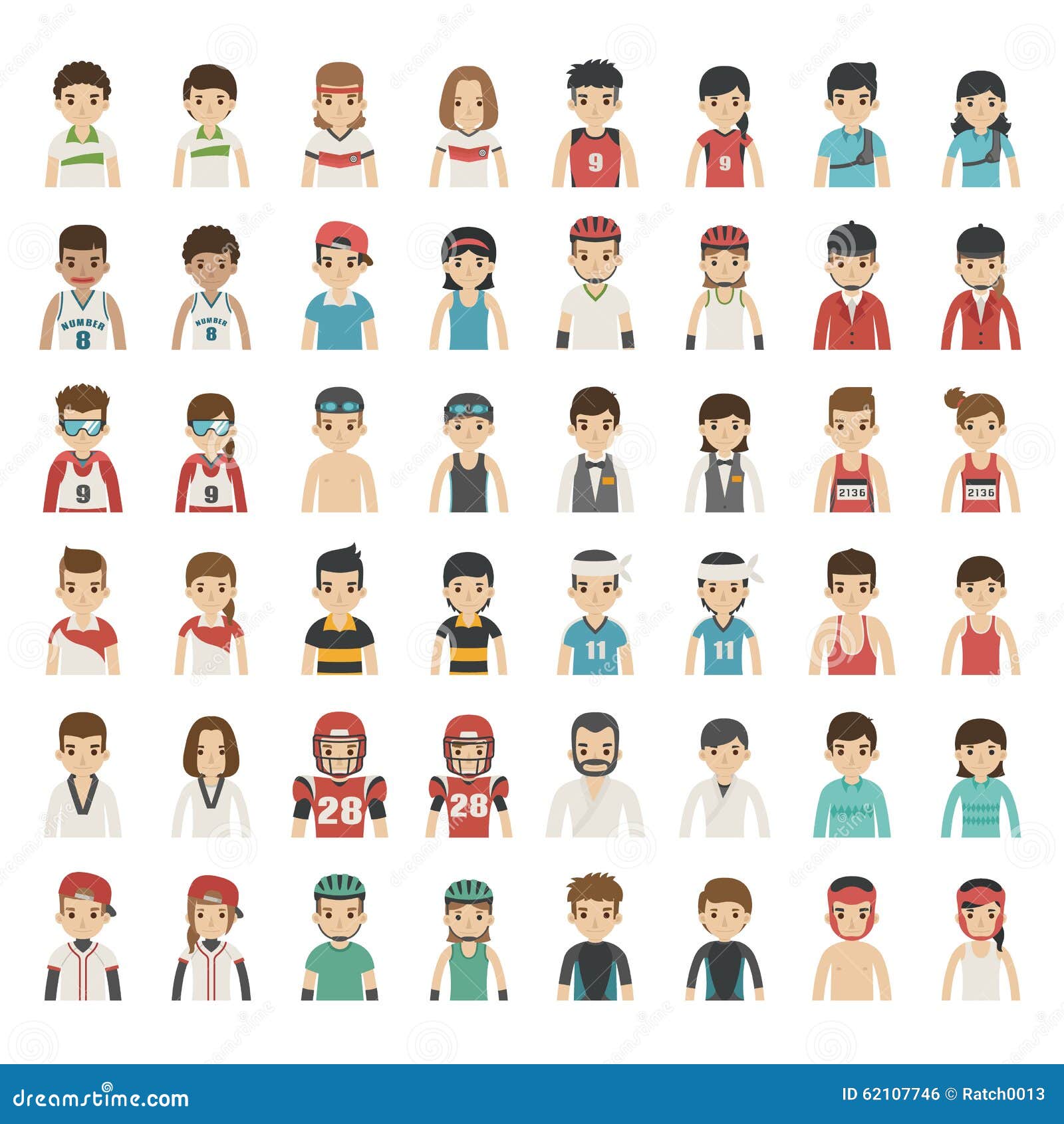 Set of sport characters stock vector. Illustration of american - 62107746