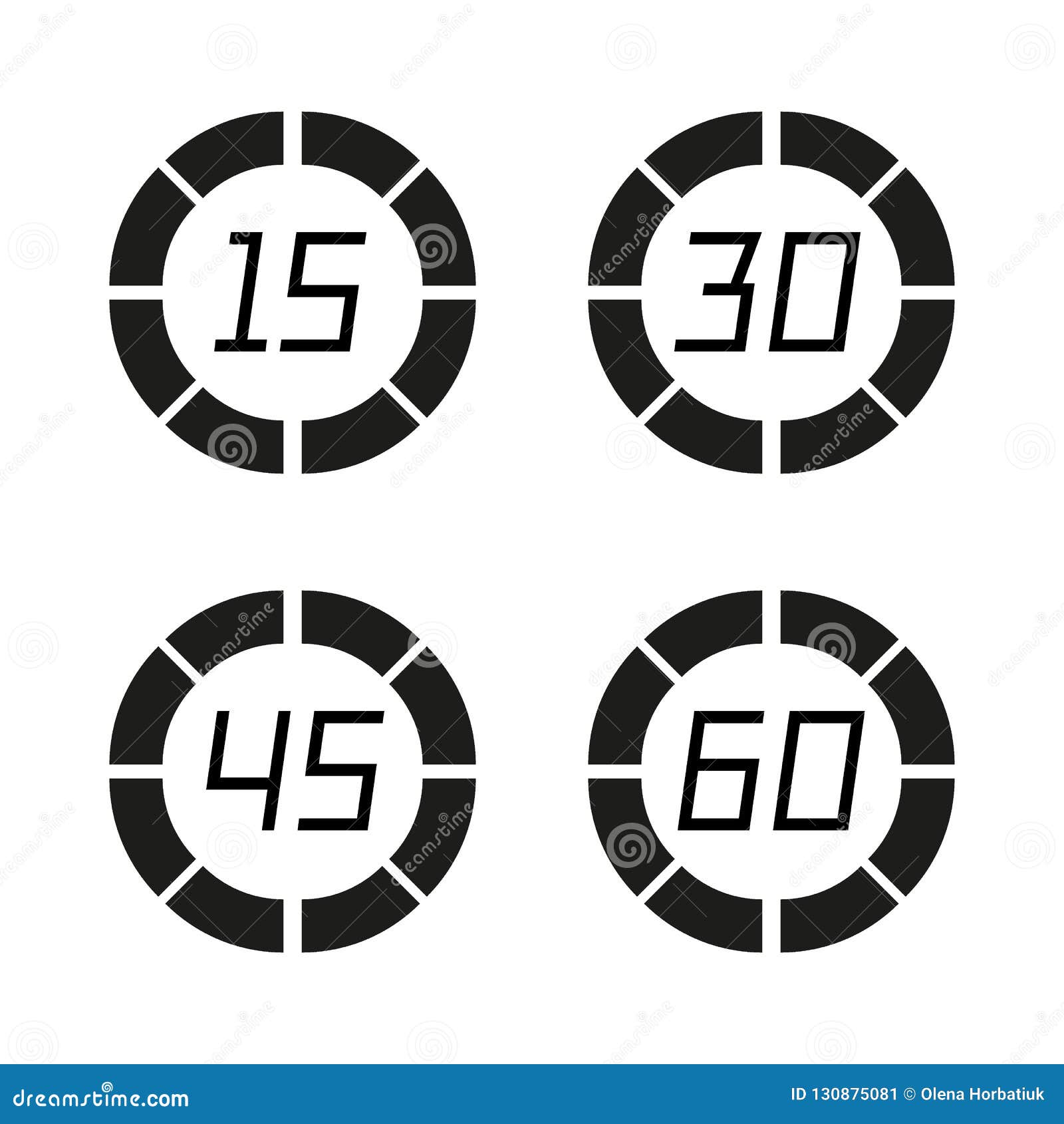 Set of Sport Chronometers Icon in Different Time Laps Stock Vector ...