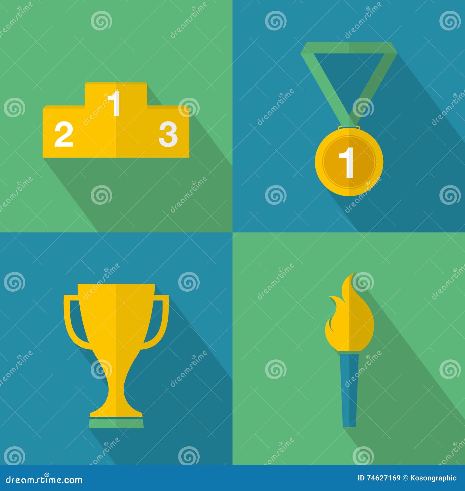 Set of Sport Game Icons for Winners in Competitions. Stock Vector ...