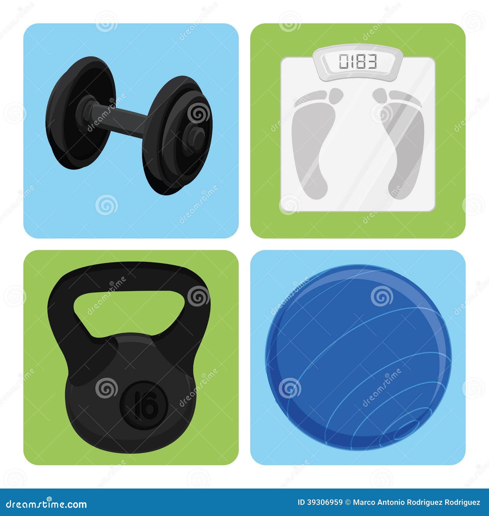 Set of Sport and Gym Elements Stock Illustration - Illustration of ...