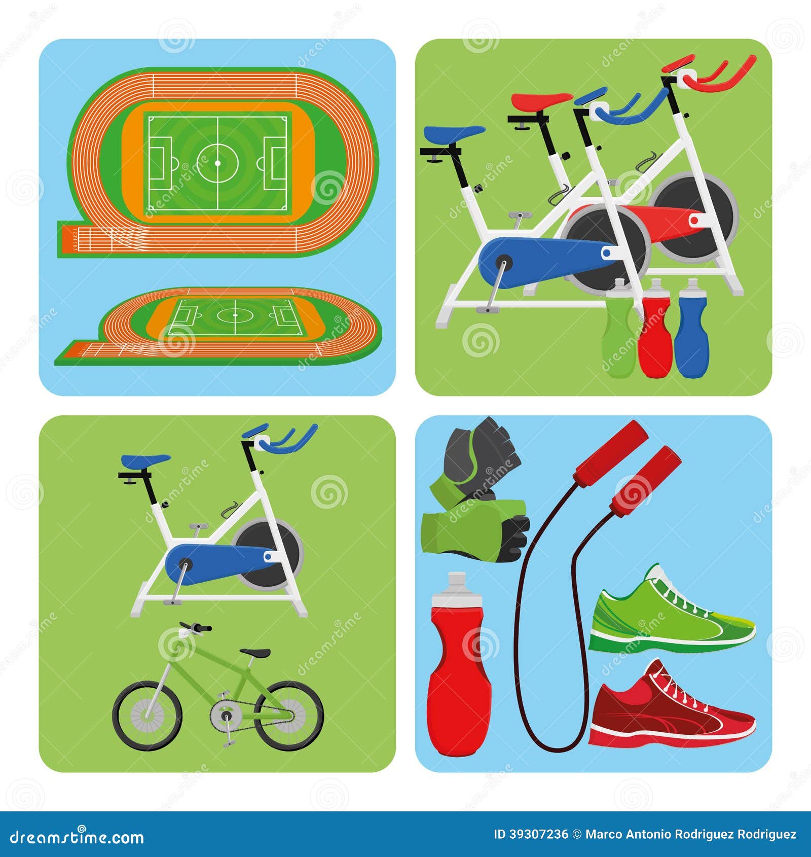 Set of Sport and Gym Elements Stock Illustration - Illustration of ...