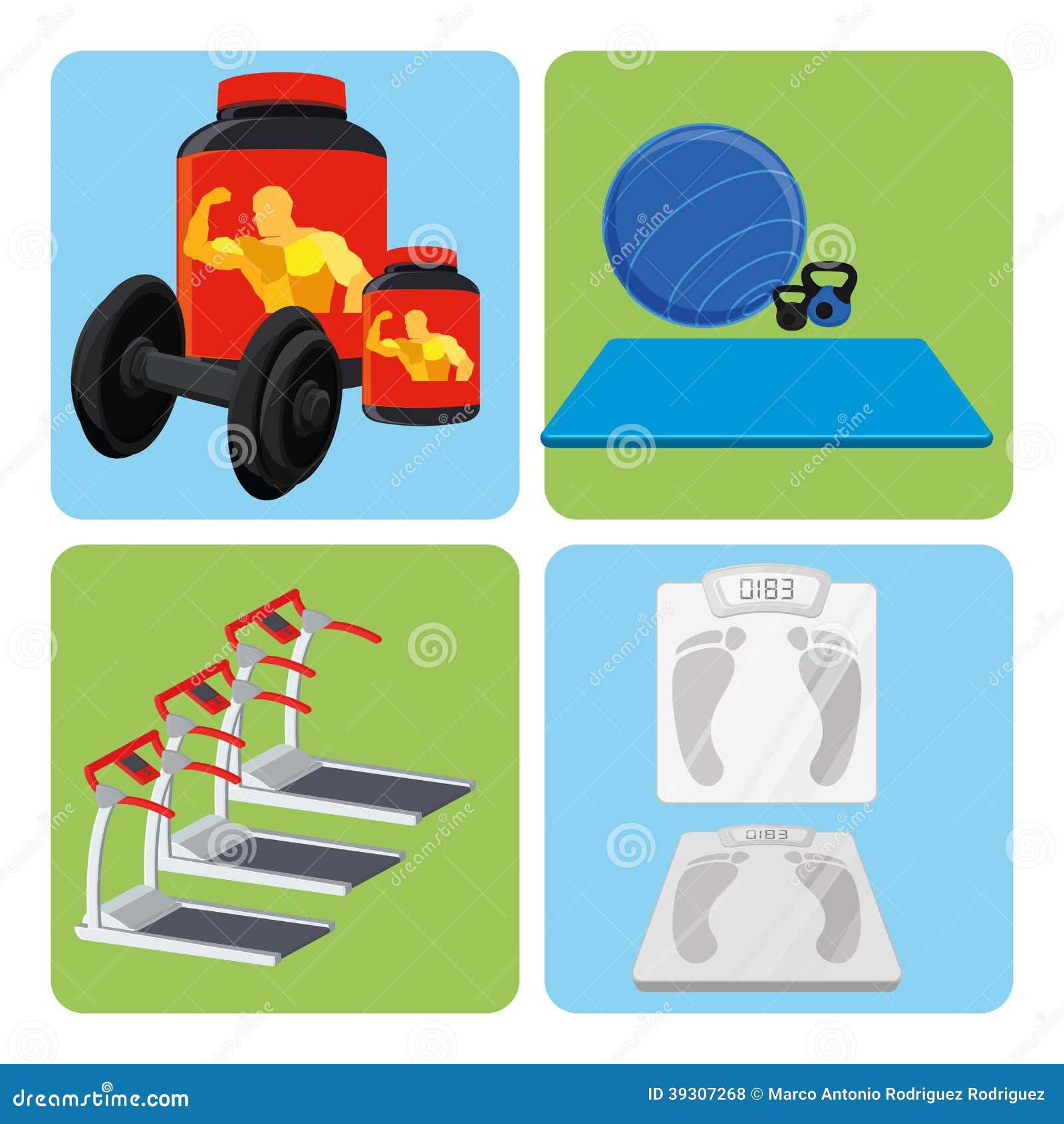 Set of Sport and Gym Elements Stock Illustration - Illustration of ...