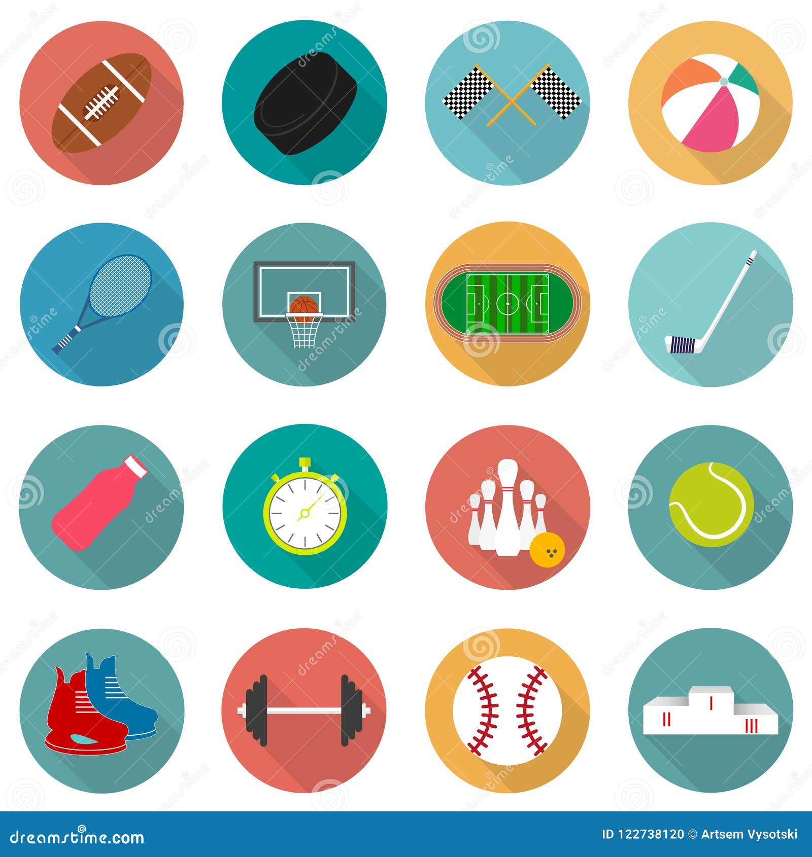 Set of Sport Icons in Flat Design with Long Shadows Part 1. Stock ...