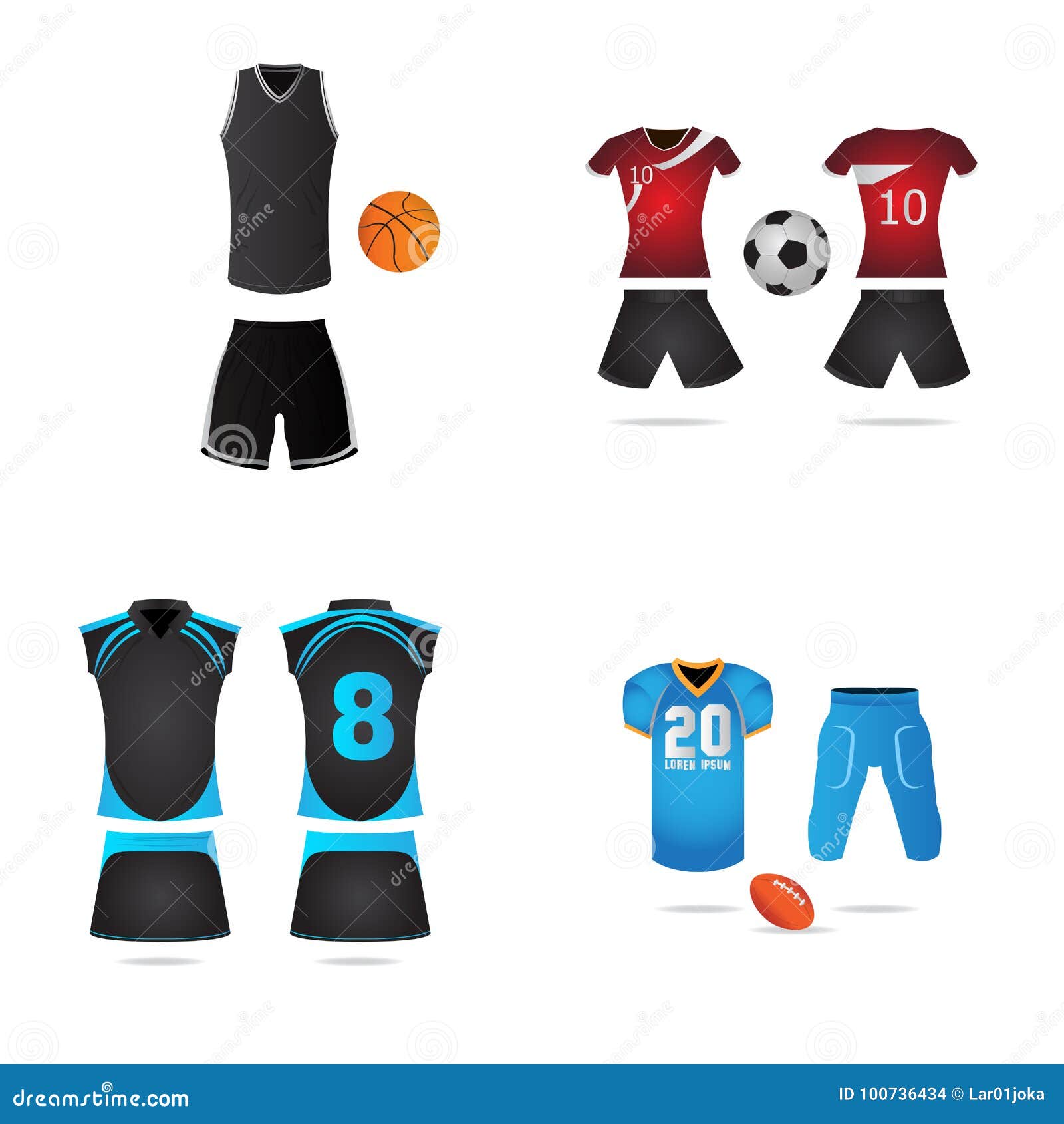 Set of sport uniforms stock vector. Illustration of style - 100736434
