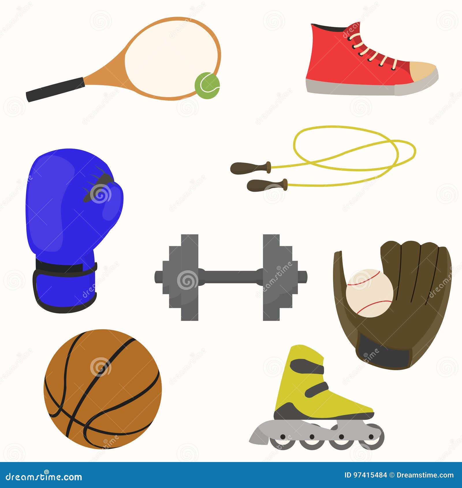Set of sporting goods stock vector. Illustration of ball - 97415484