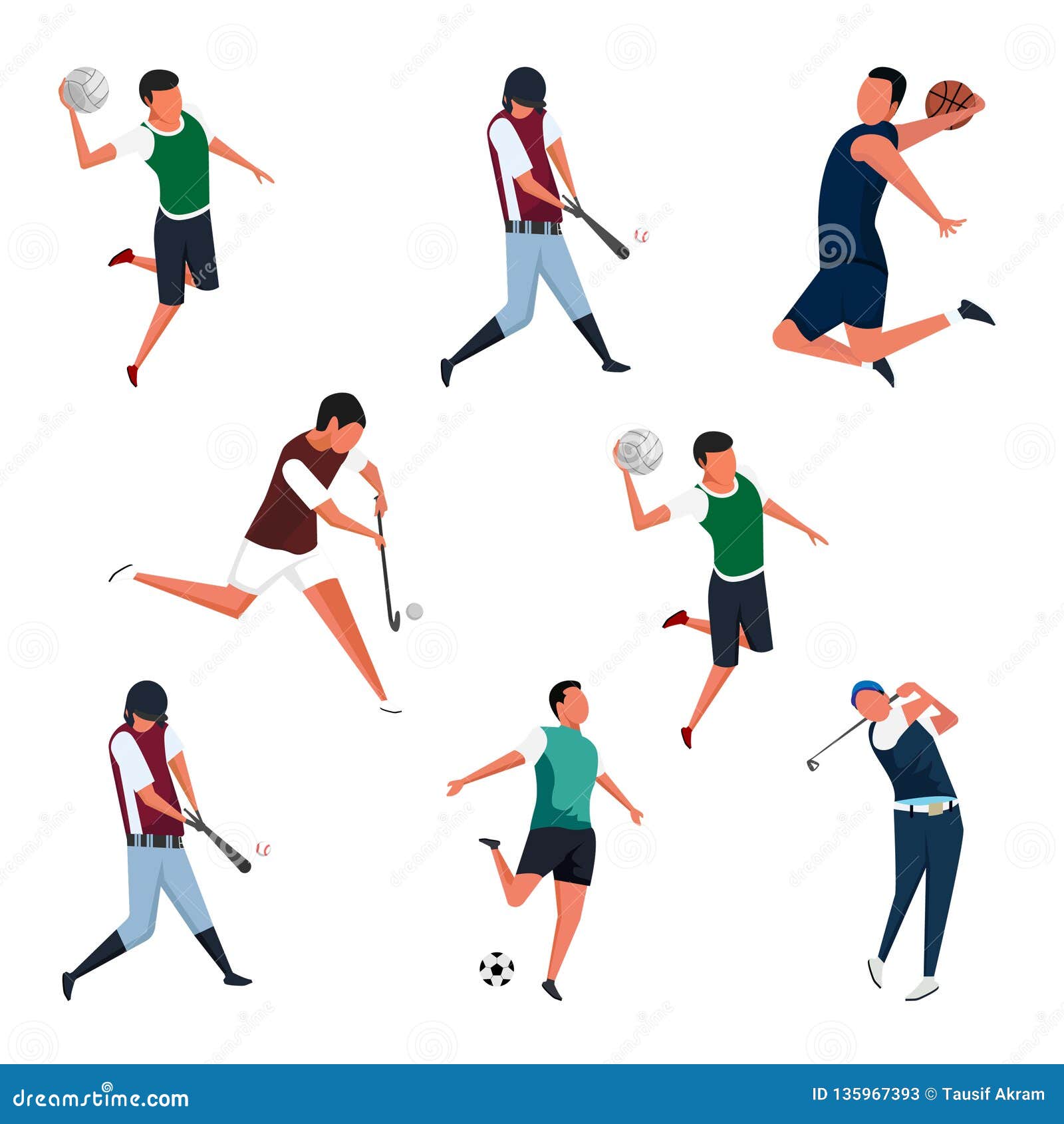 Set of Sports Activities Characters Vector Illustrations Stock ...