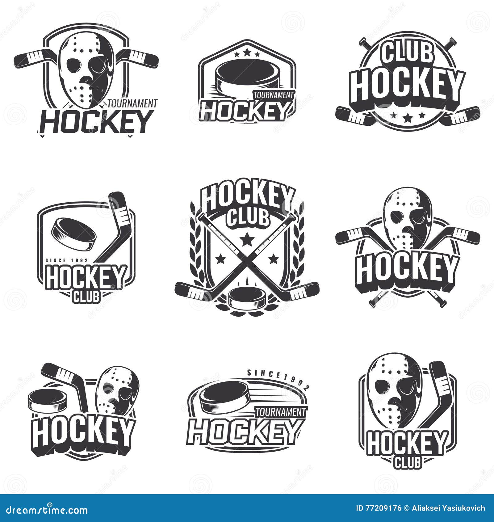 Set of Sports Logos for Hockey. Stock Vector - Illustration of icon ...