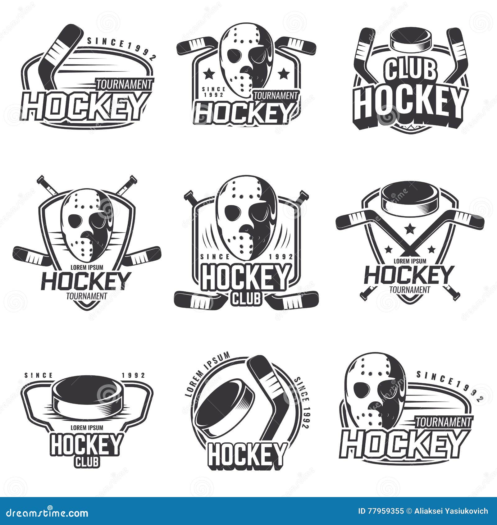 Set of Sports Logos for Hockey. Stock Vector - Illustration of league ...